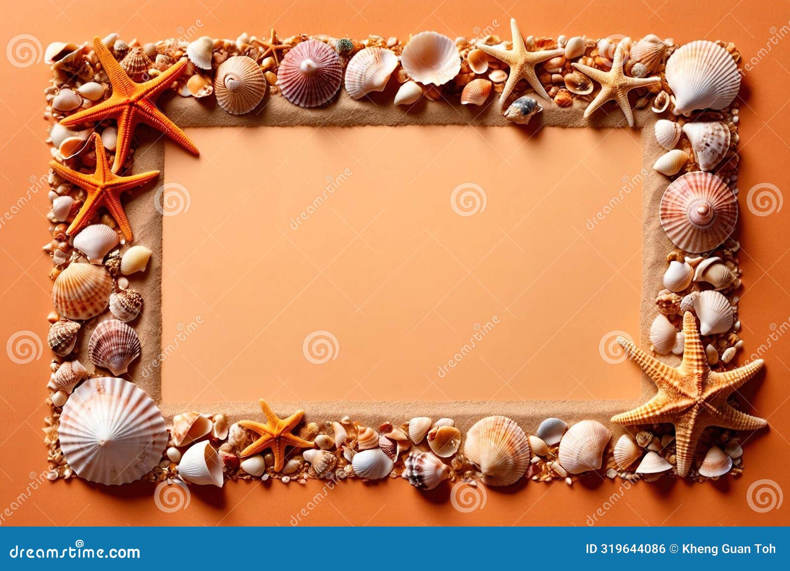 Summer Vacation Background Frame Border with Seashells and Seaside ...