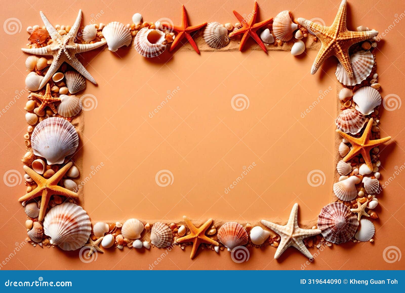 Summer Vacation Background Frame Border with Seashells and Seaside ...