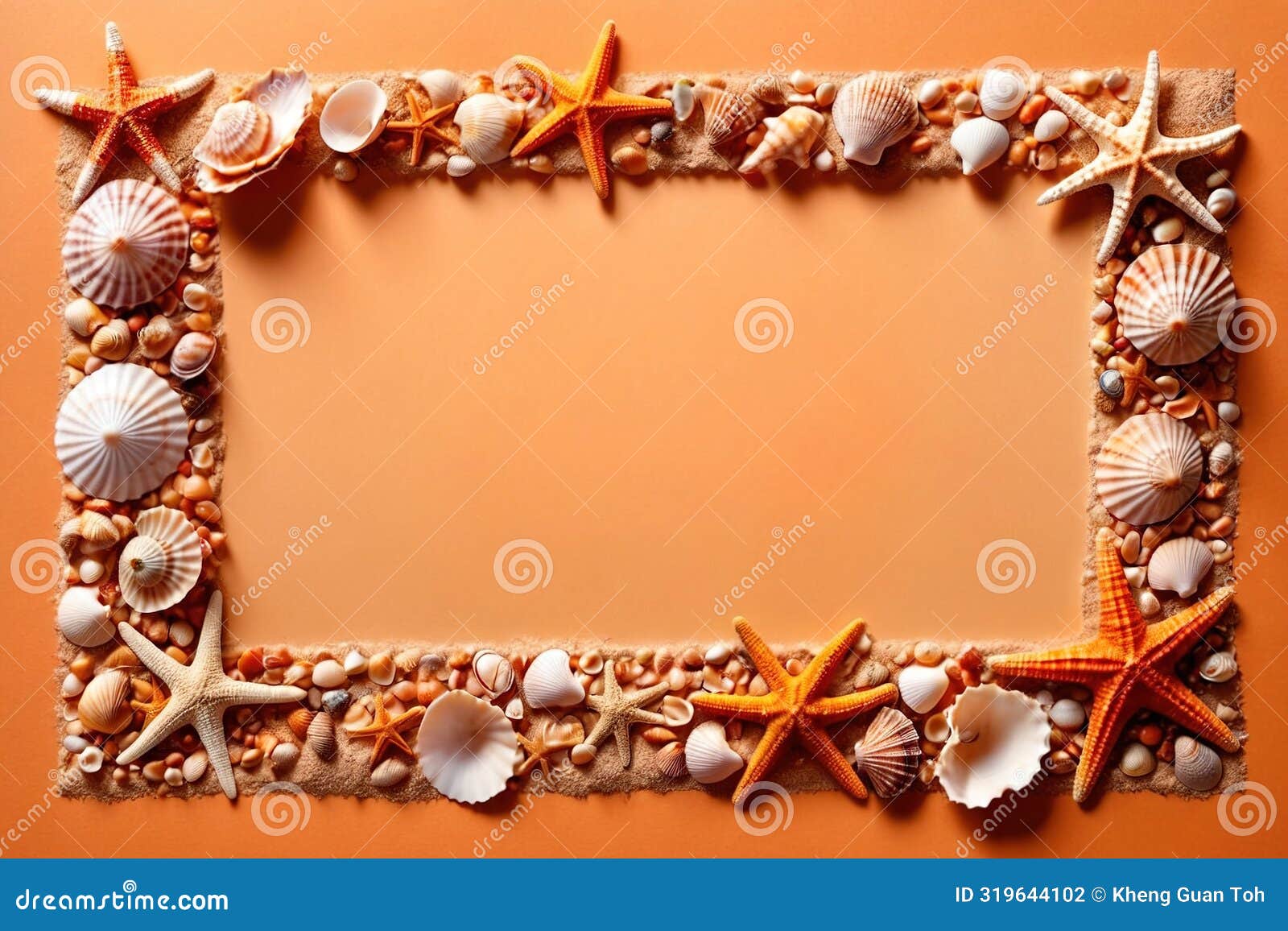 Summer Vacation Background Frame Border with Seashells and Seaside ...