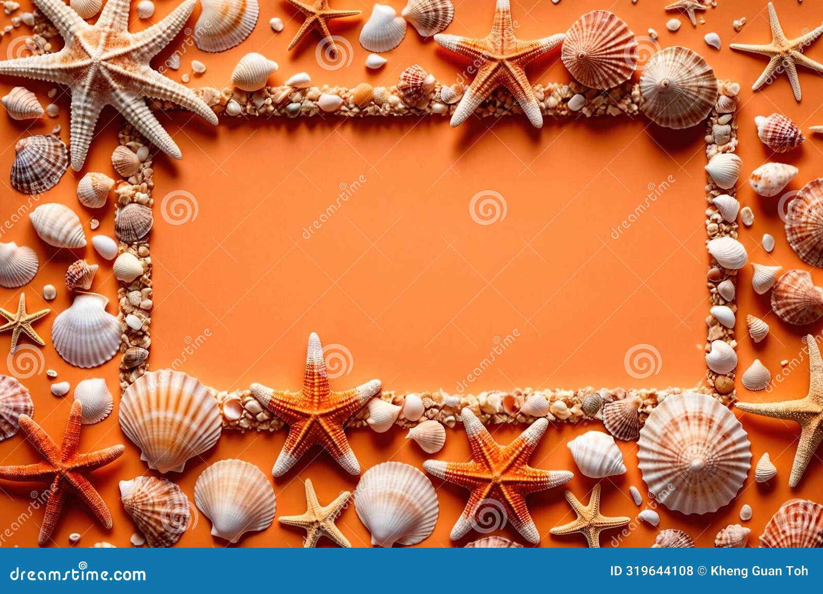 Summer Vacation Background Frame Border with Seashells and Seaside ...