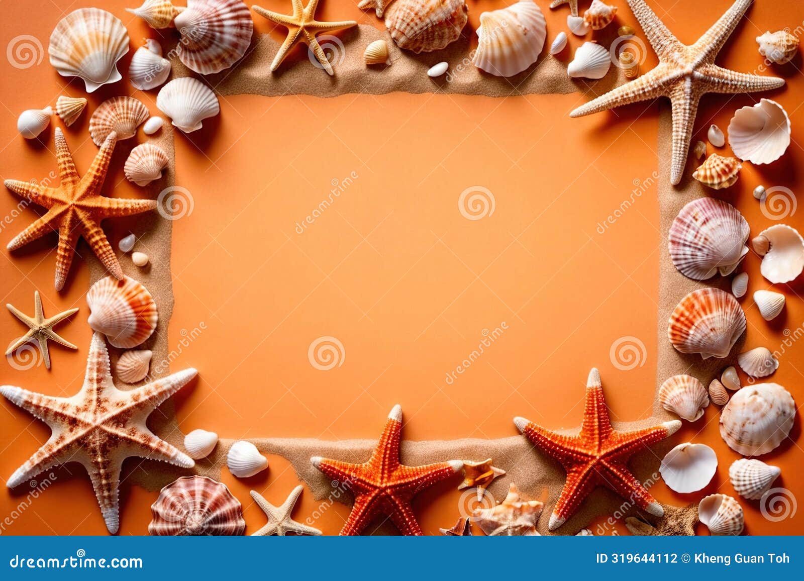 Summer Vacation Background Frame Border with Seashells and Seaside ...