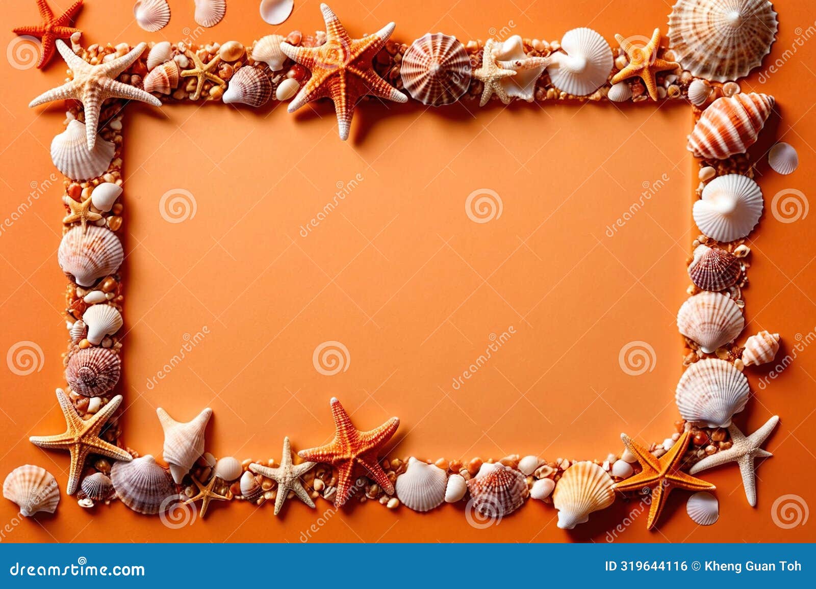 Summer Vacation Background Frame Border with Seashells and Seaside ...