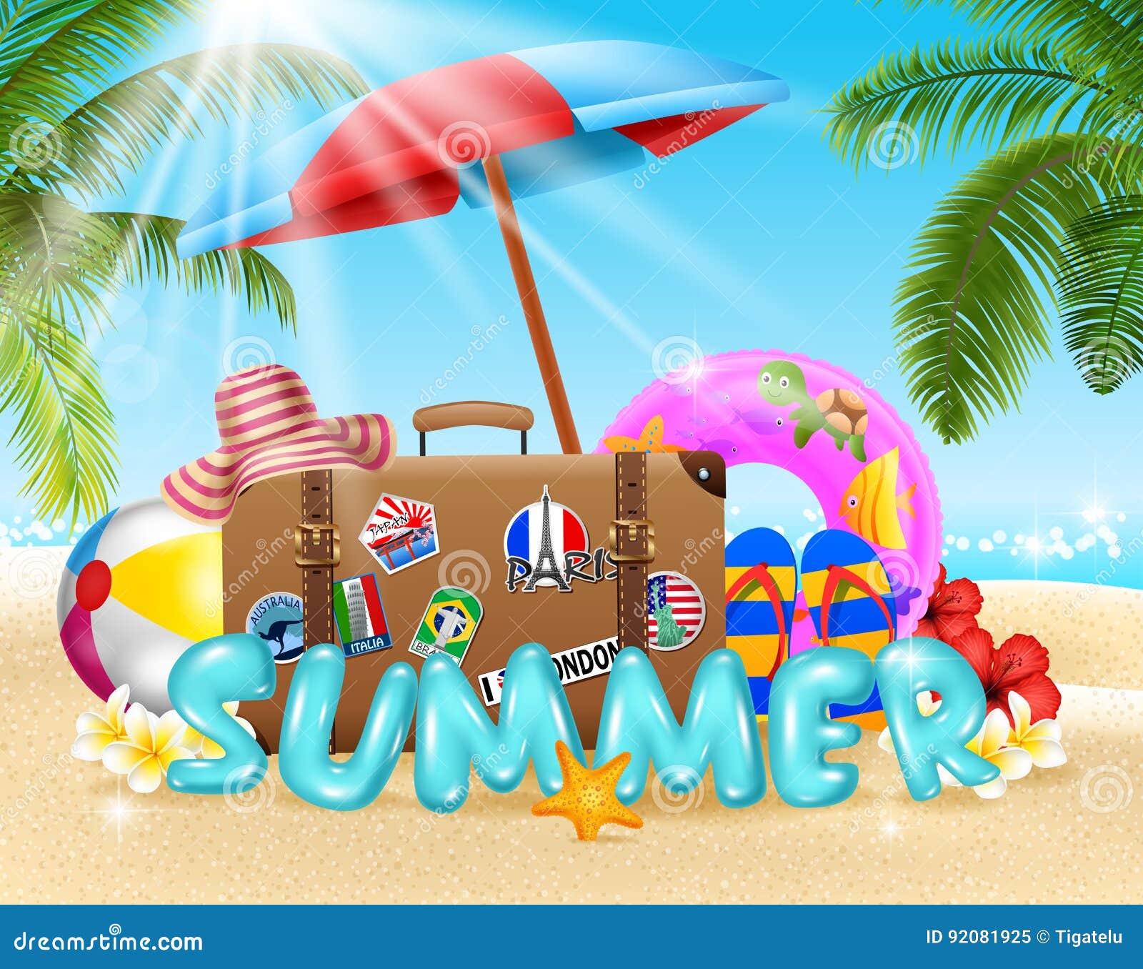 Summer Vacation Banner With Infographic Elements. Poster Template With ...