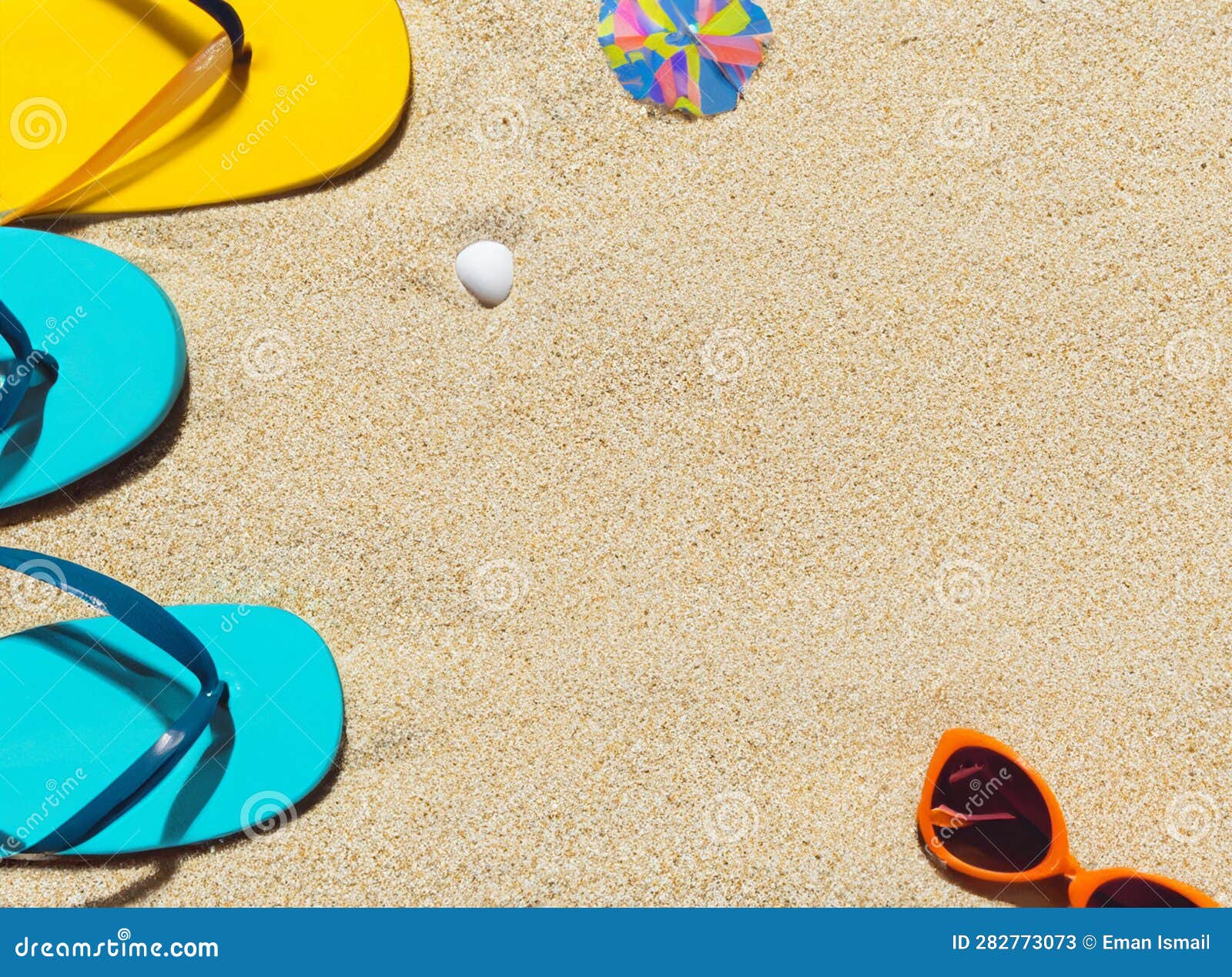 Summer Vacation Beach Tropical Background, Flip Flops, Sunglasses, Copy ...