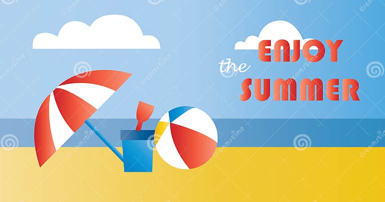 Summer Vacation Beach Header or Banner Stock Illustration ...