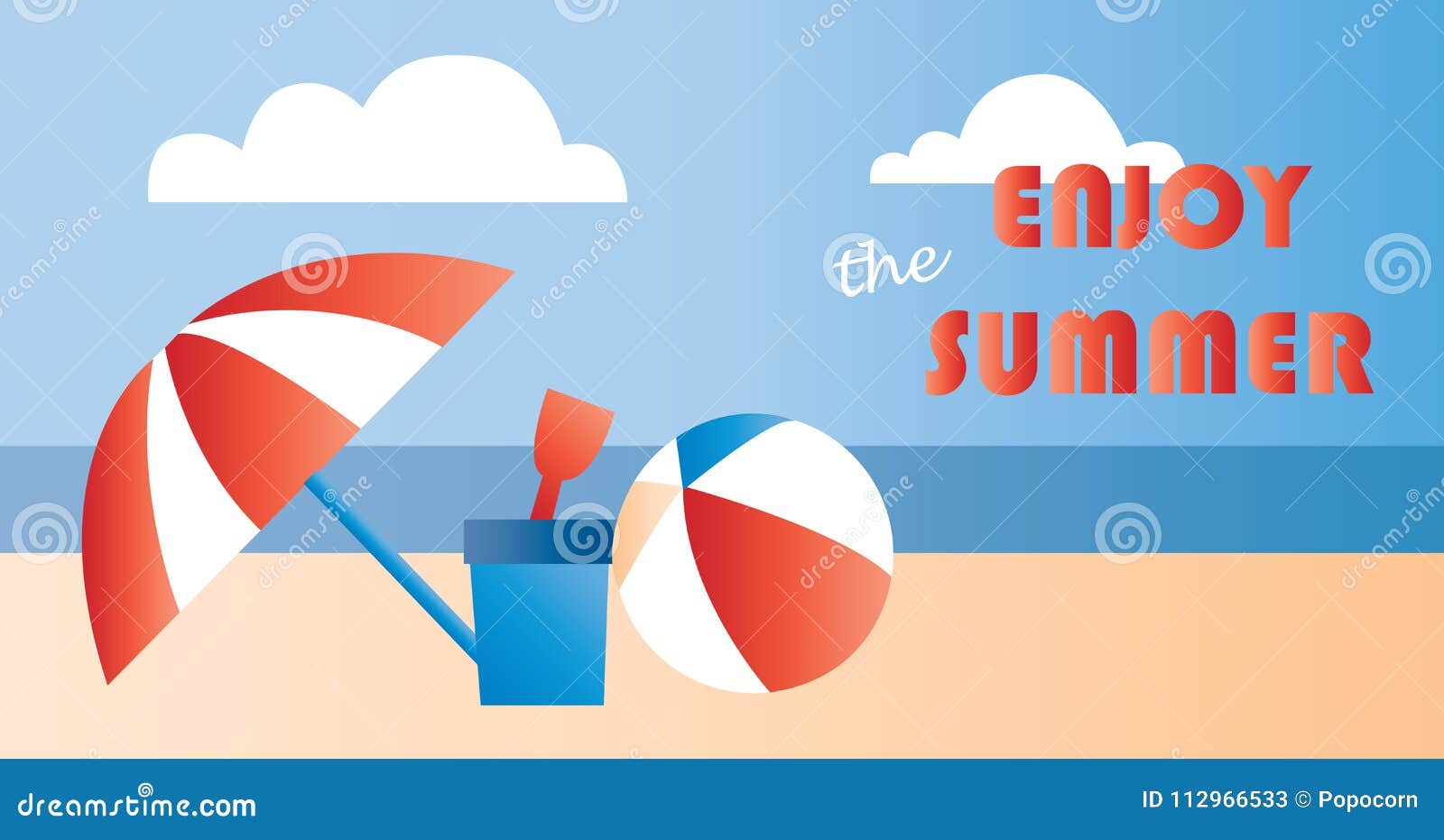 Summer Vacation Beach Header or Banner Stock Illustration ...