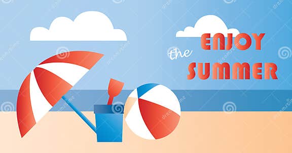 Summer Vacation Beach Header or Banner Stock Illustration ...