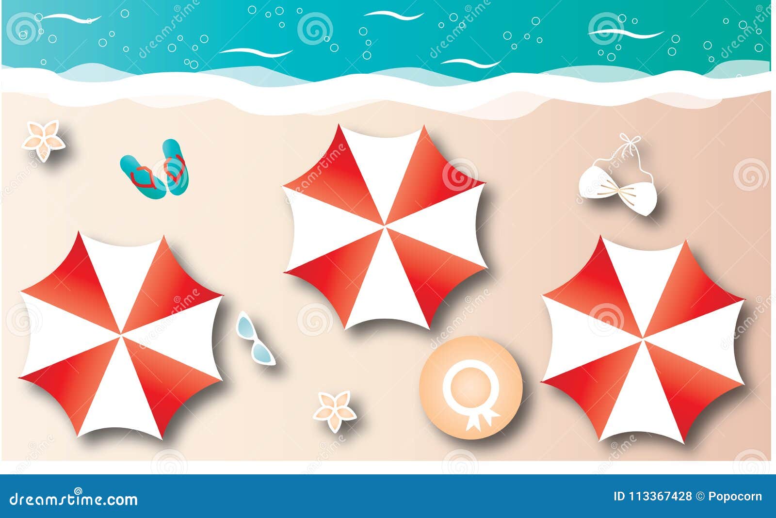 Summer Vacation Beach Header or Banner Stock Vector - Illustration of ...