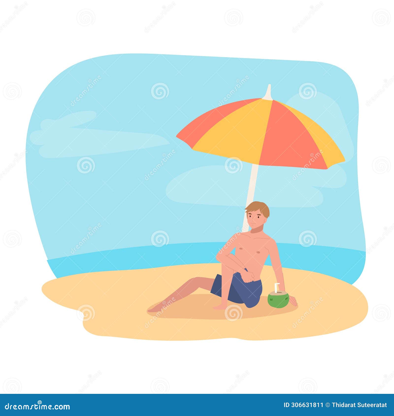 Summer Vacation Concept. Beach Sunbathing Stock Vector - Illustration ...