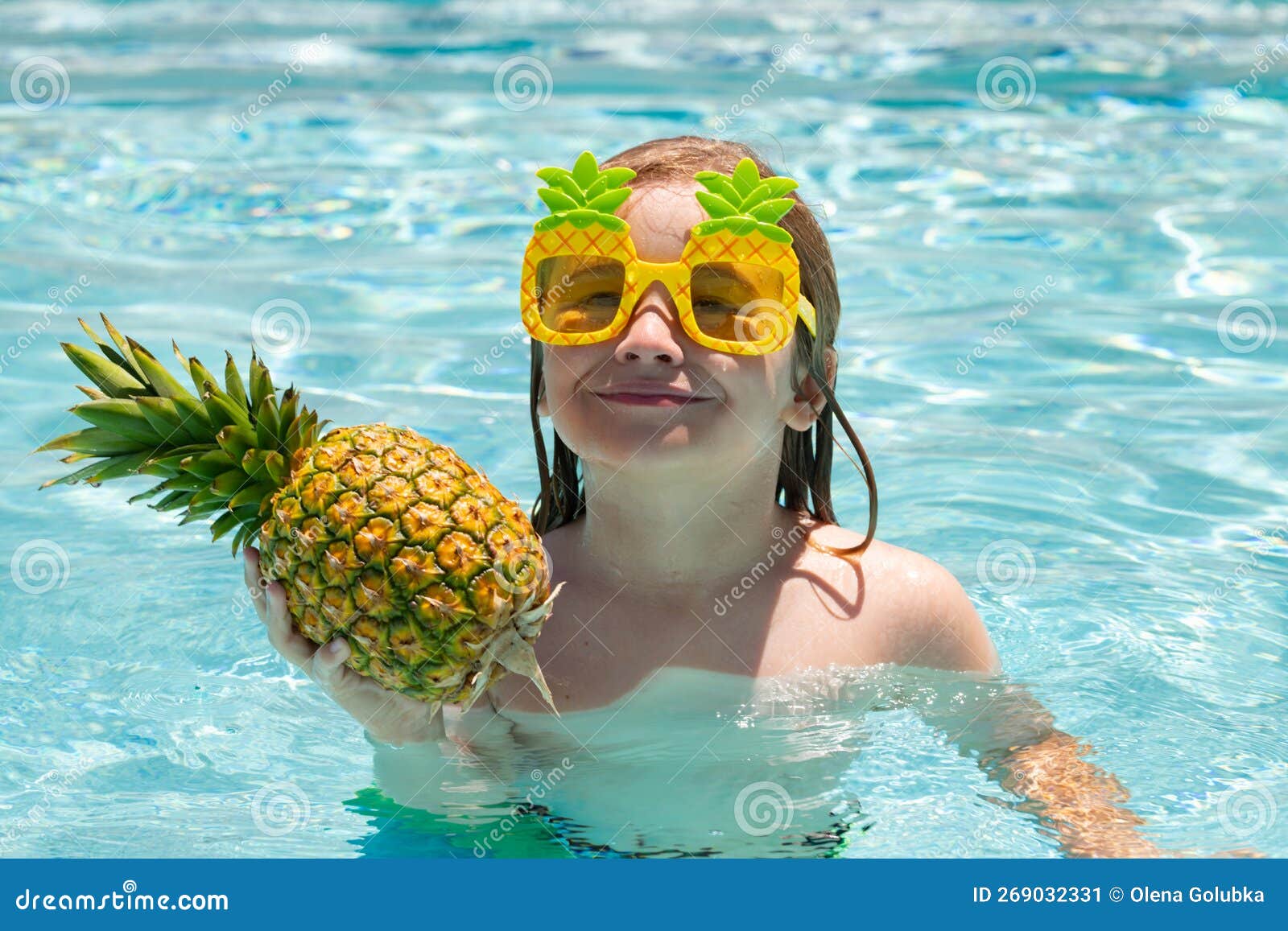 Summer Vacation. Cute Kid in Swimming Pool. Stock Image - Image of face ...