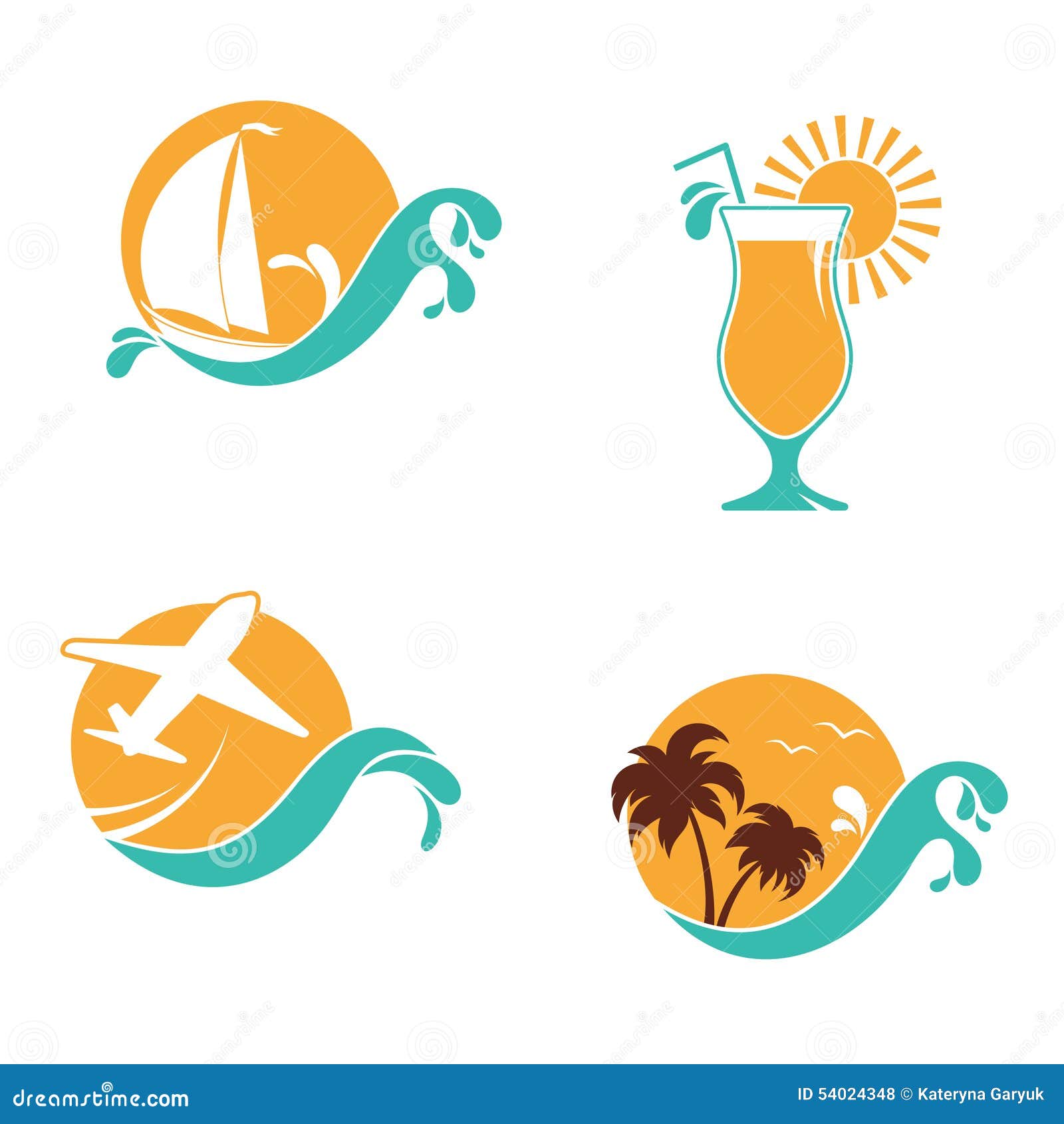 Summer Vacation Emblems Set Stock Vector - Illustration of icon, season ...