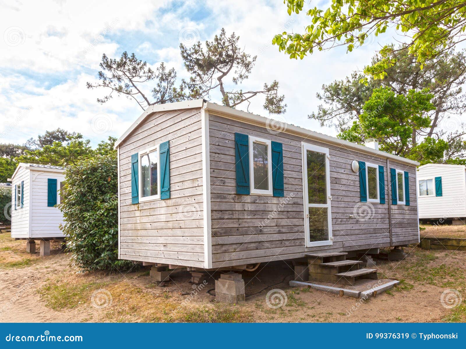 Mobile homes on a camping stock image. Image of vacation - 99376319