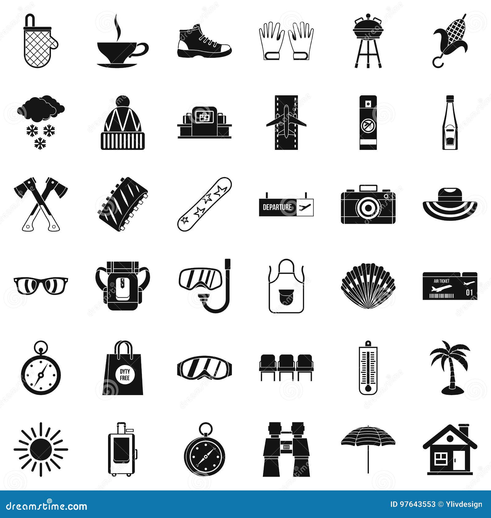 Summer Vacation Icons Set, Simple Style Stock Vector - Illustration of ...