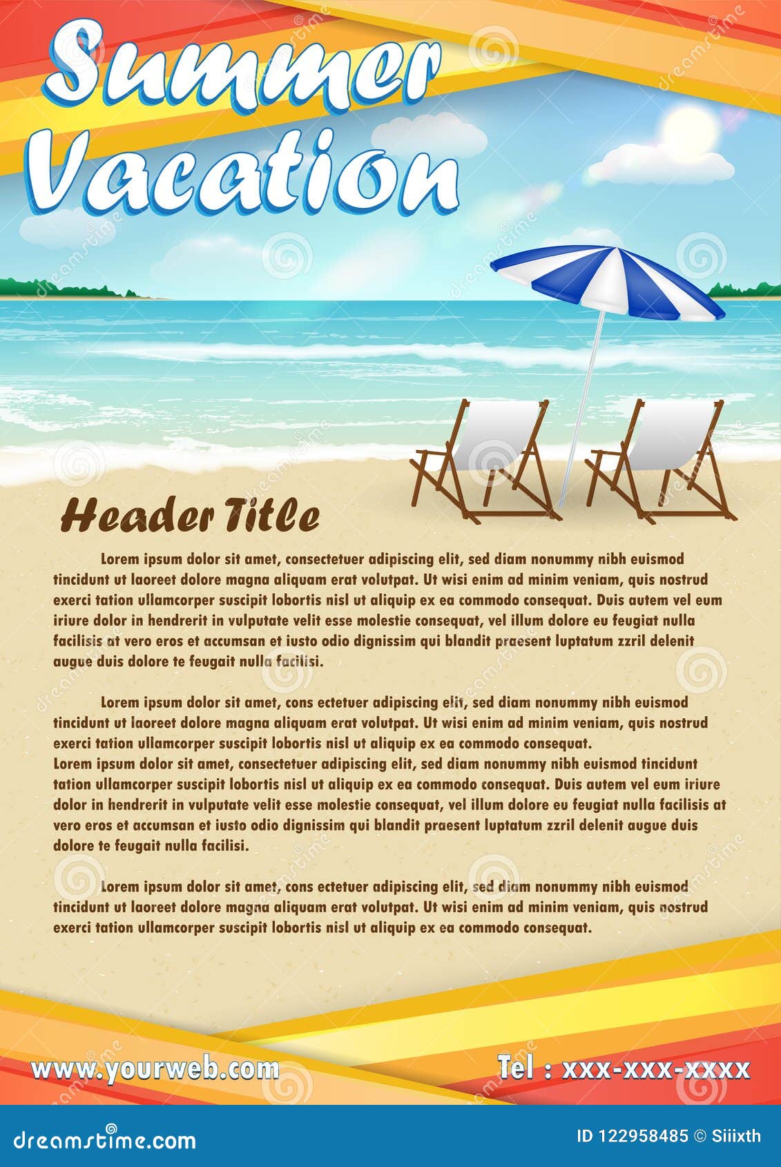 Summer Vacation with Sand Beach Poster Banner Editorial Image ...