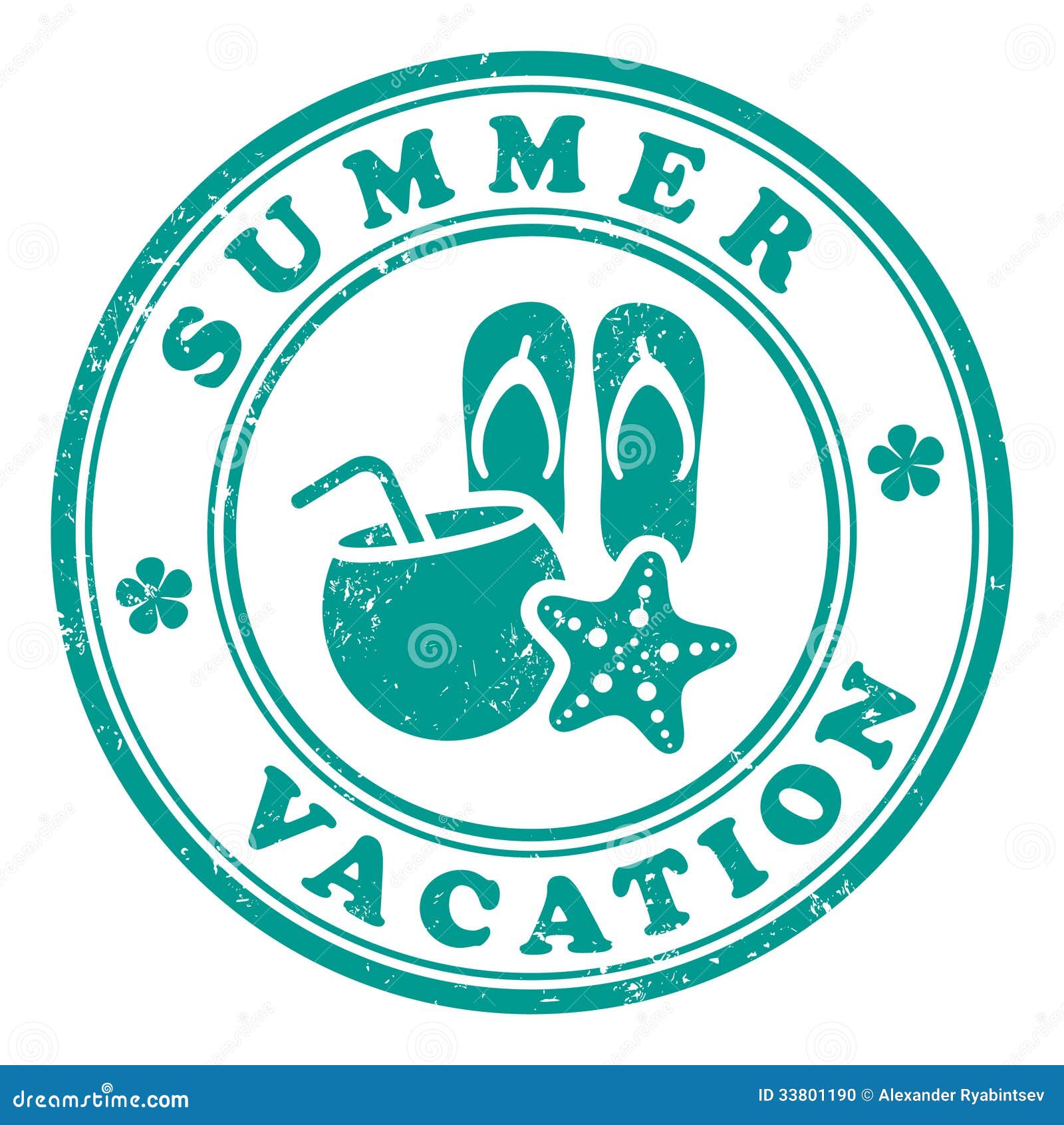 Summer vacation stamp stock vector. Illustration of flower - 33801190