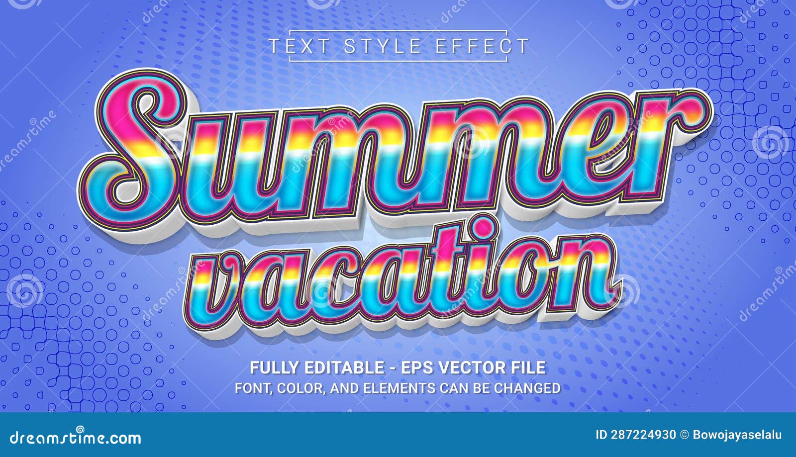 Summer Vacation Text Style Effect. Editable Graphic Text Template Stock ...