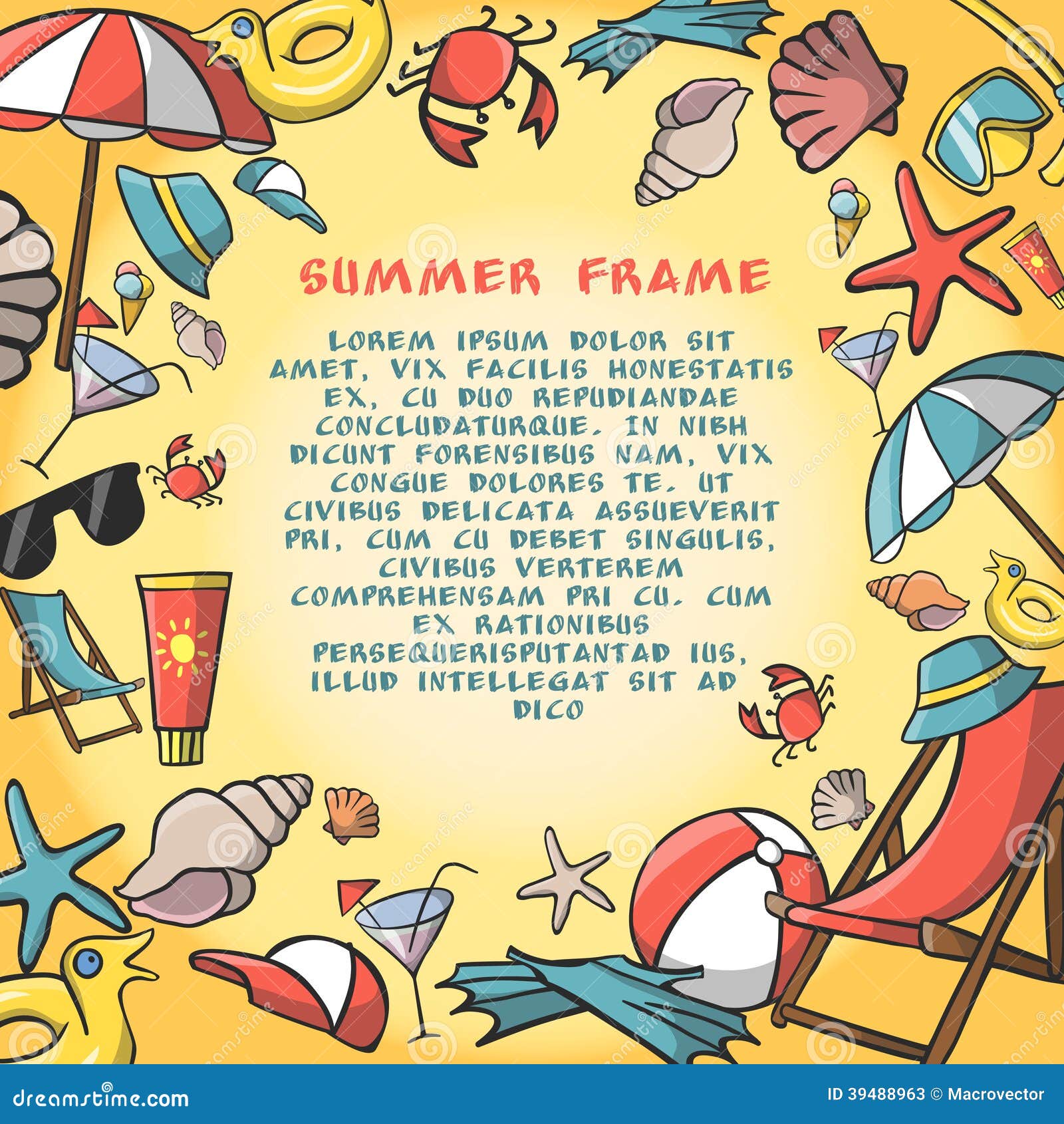 Summer Vacation Travel Border Frame Template Stock Vector ...