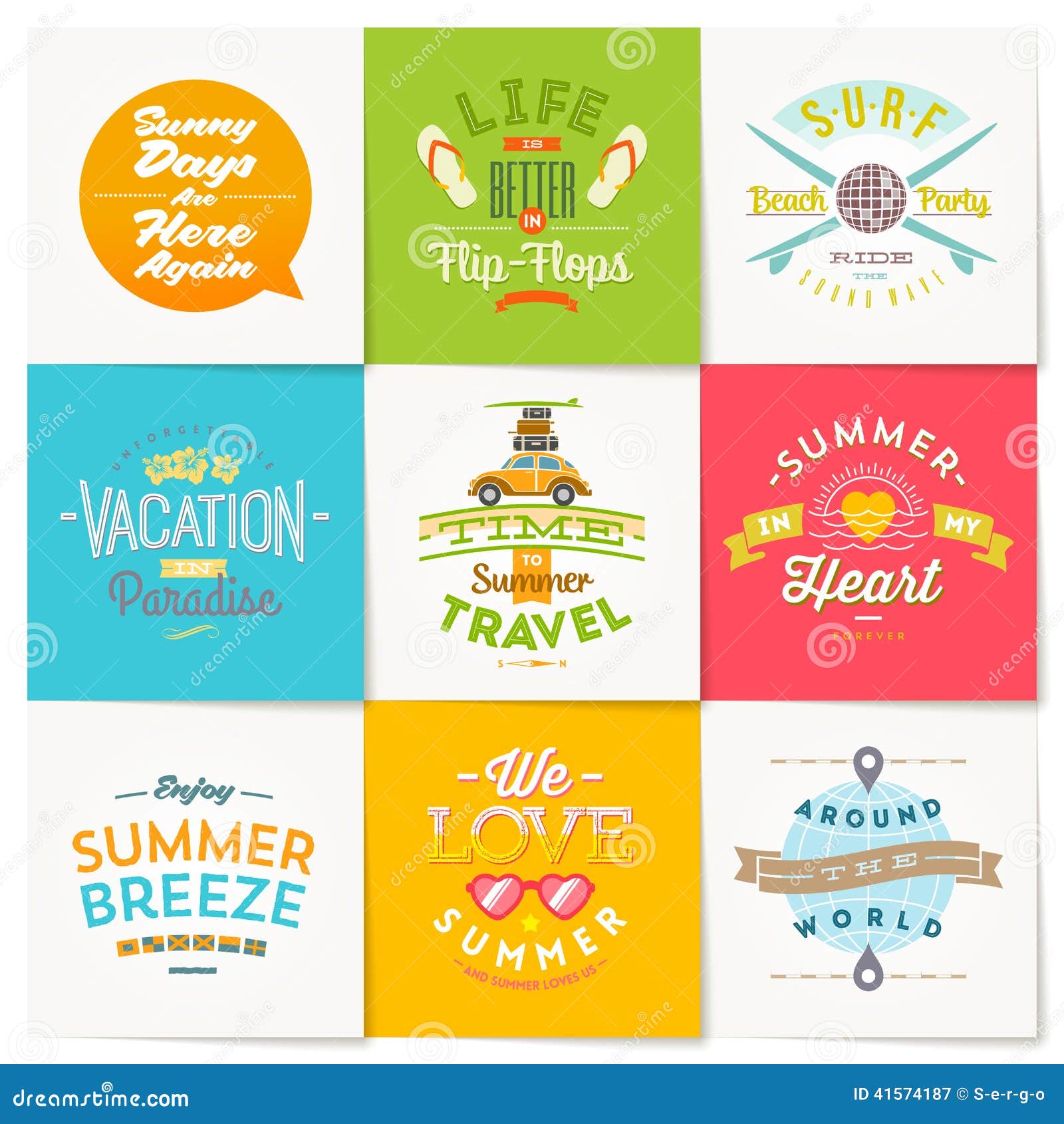 Summer Vacation Type Design Stock Vector - Illustration of quote, flops ...