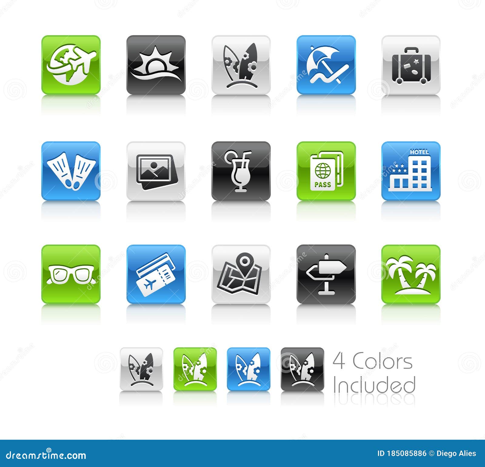 Summer Vacations Icons // Clean Series Stock Vector - Illustration of ...