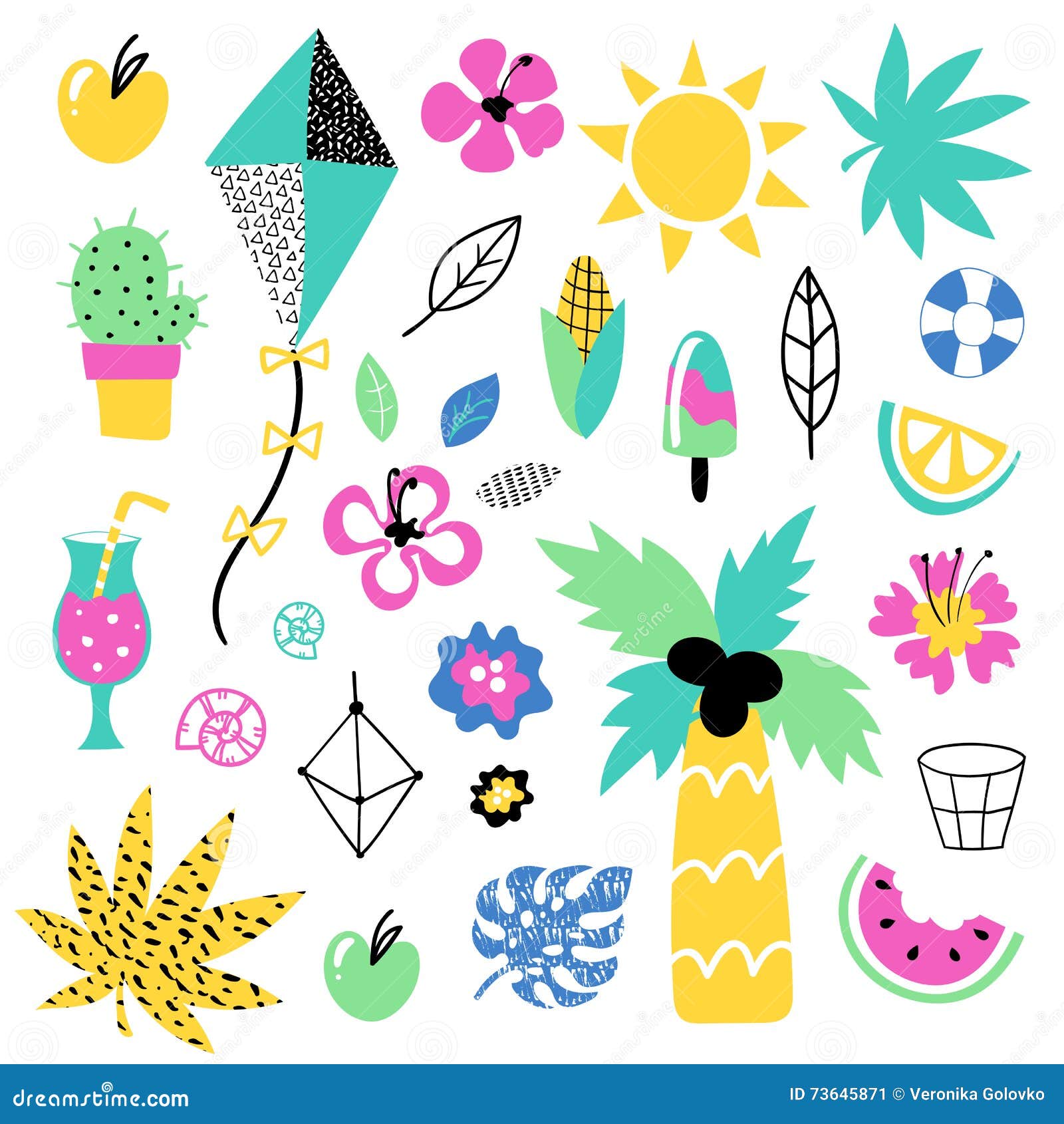 Summer Vector Elements Collection Stock Vector - Illustration of cactus ...