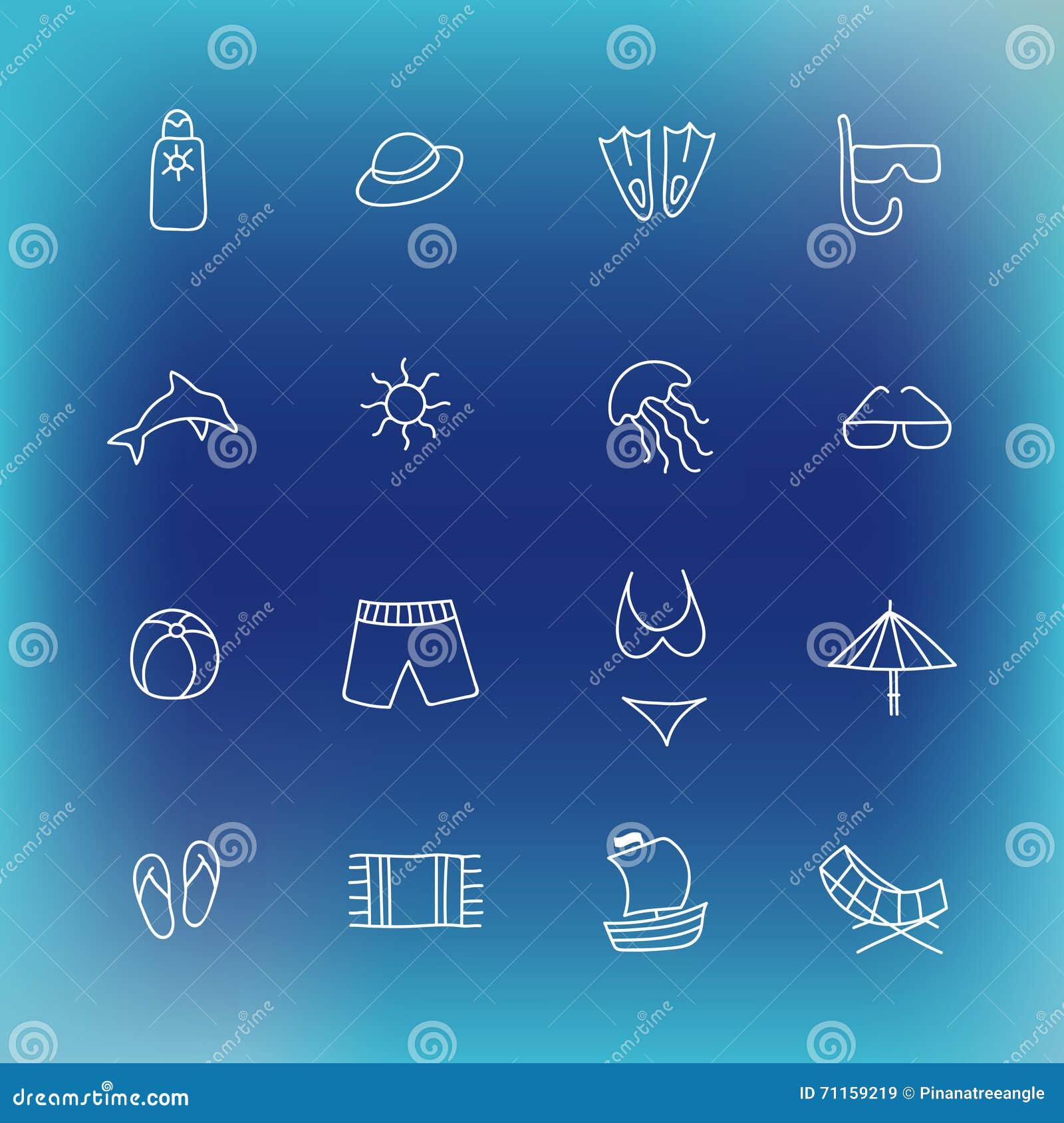 Summer Vector Icon Set, Hand Drawn Design Element Stock Vector ...