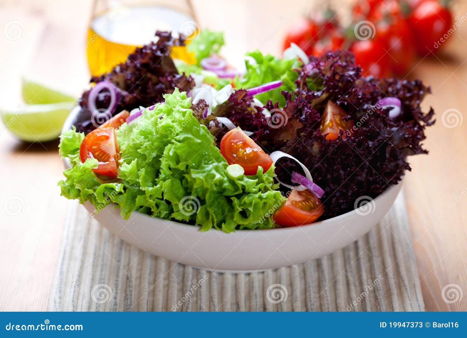 Summer Vegetable Salad on Kitchen Table Stock Image - Image of meal ...