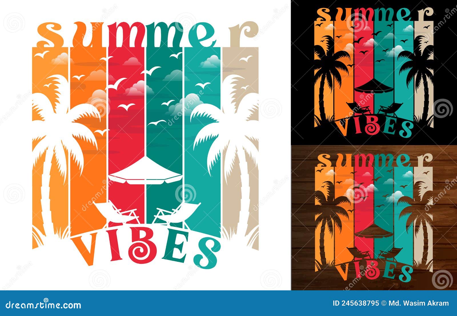 Summer Vibes Font Effect Design With Retro Colors. Vector Art. Includes ...