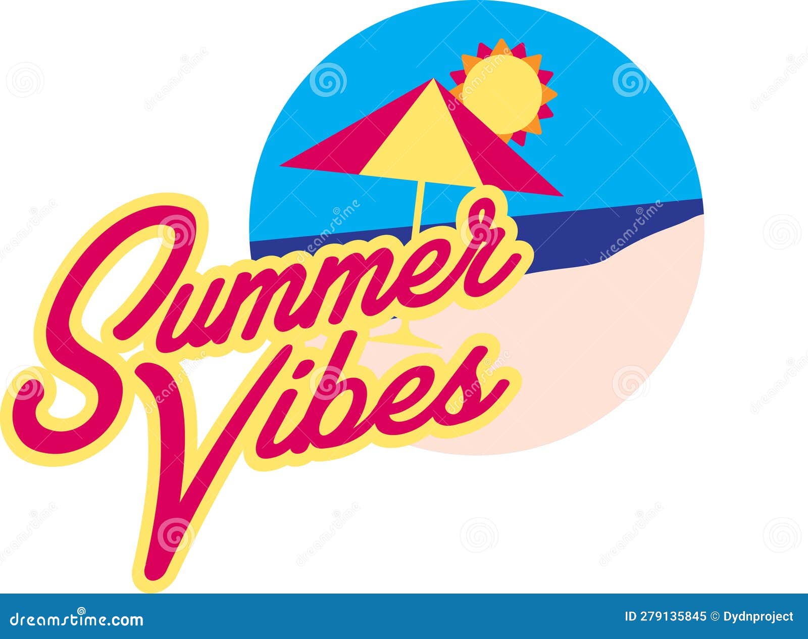 Summer Vibes Logo with Beach Stock Illustration - Illustration of ...