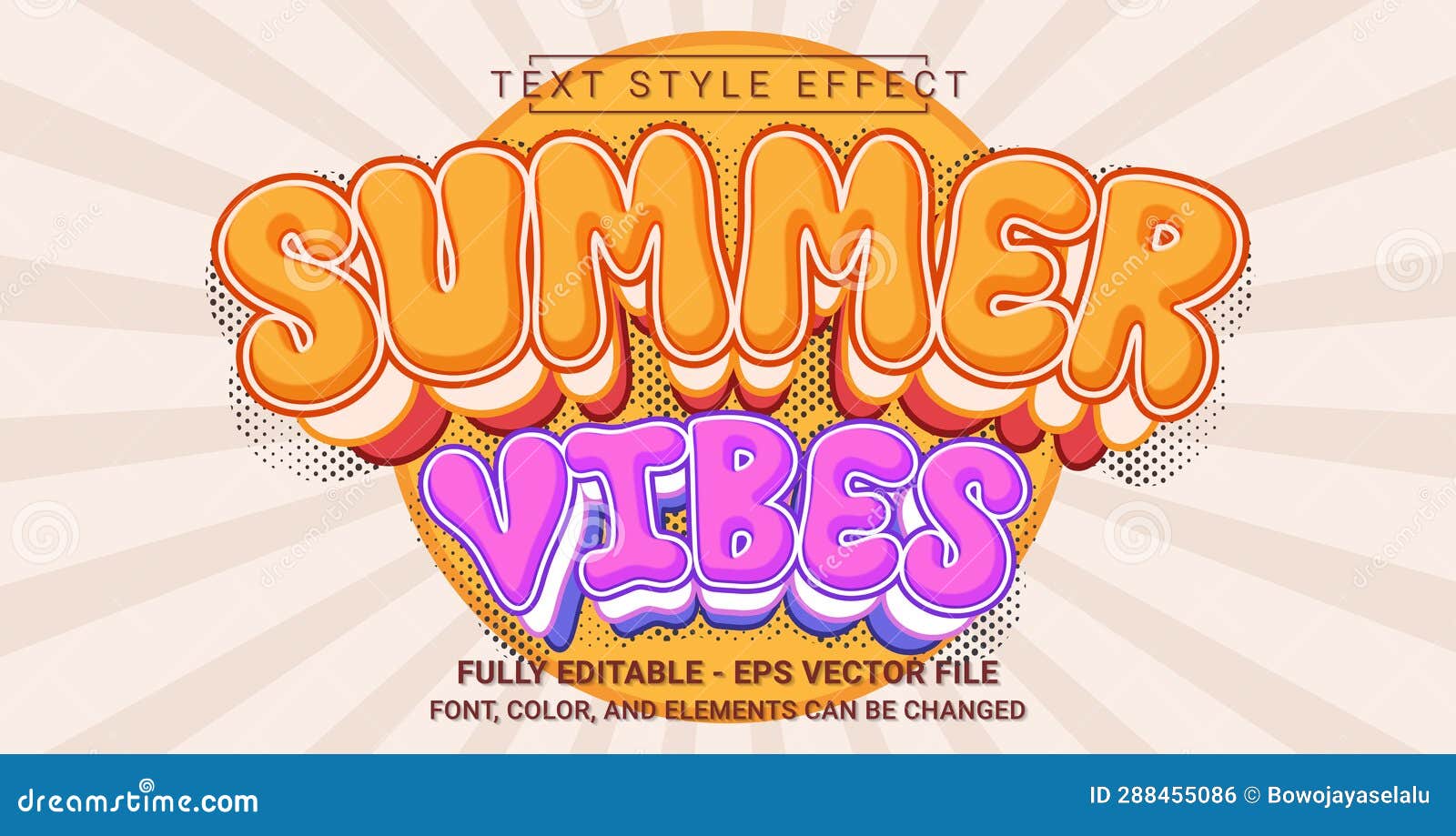 Summer Vibes Text Style Effect. Editable Graphic Text Template Stock ...