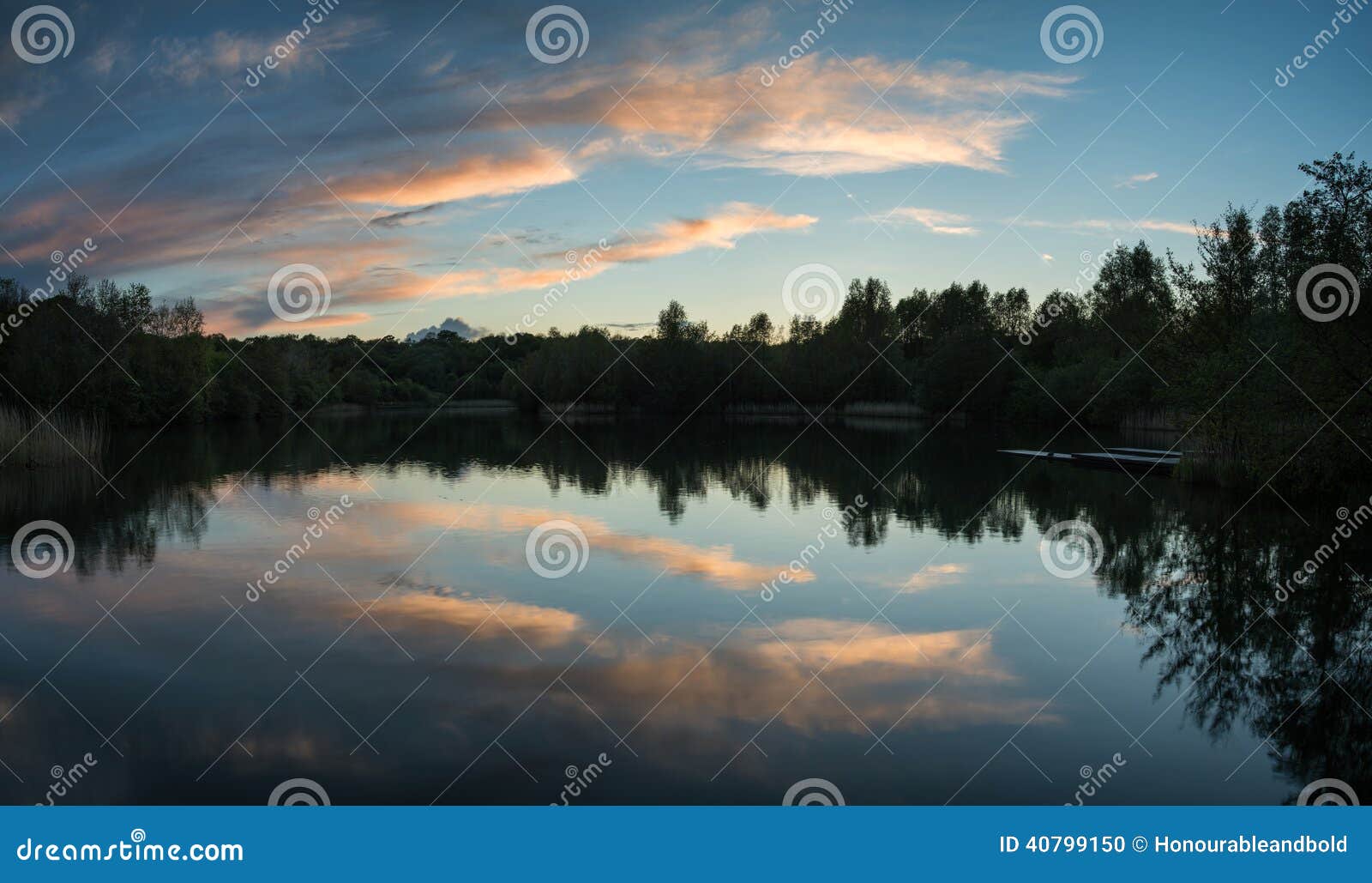 Summer Vibrant Sunset Reflected in Calm Lake Waters Stock Photo - Image ...