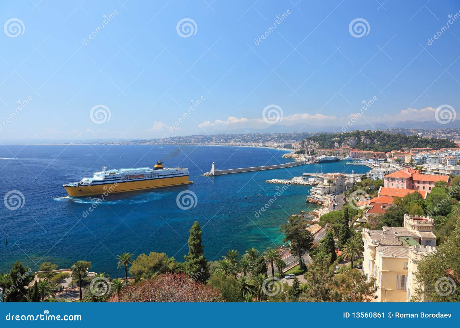 Summer View of the City of Nice. Stock Image - Image of harbor, port ...