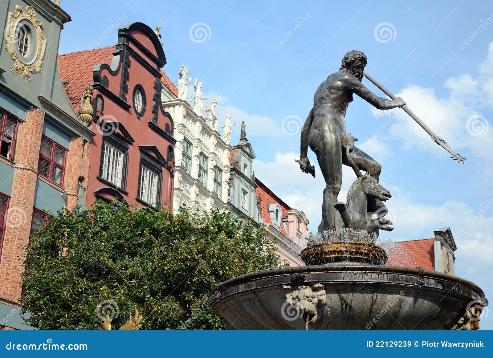 Summer View for Gdansk S Neptun Monument Stock Image - Image of emblem ...