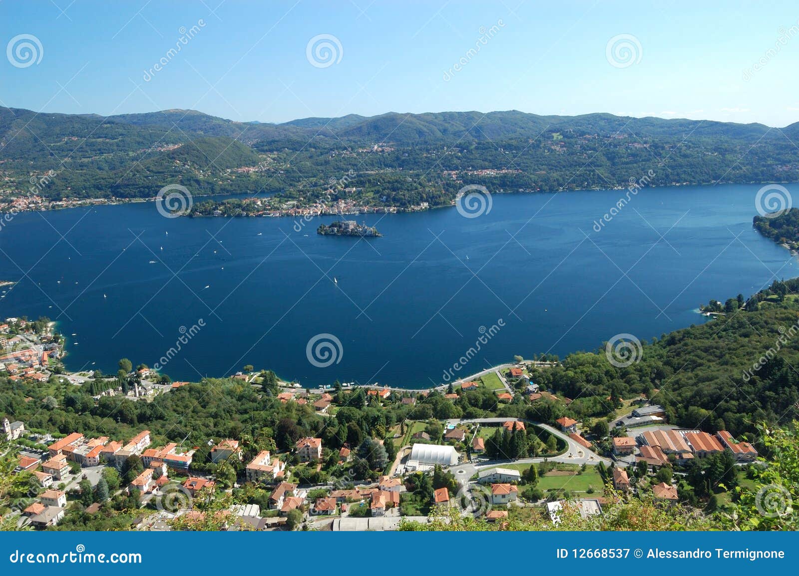 Summer View on Orta Lake stock image. Image of island - 12668537