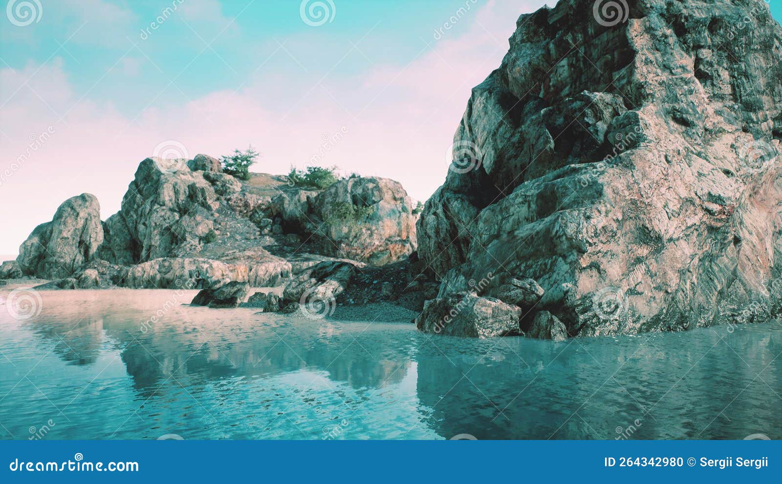Summer View of Sea Caves and Rock Cliffs Stock Photo - Image of ...