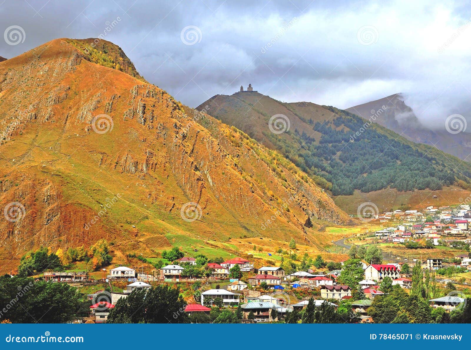 Summer View of Stepantsminda Town Stock Image - Image of russia ...
