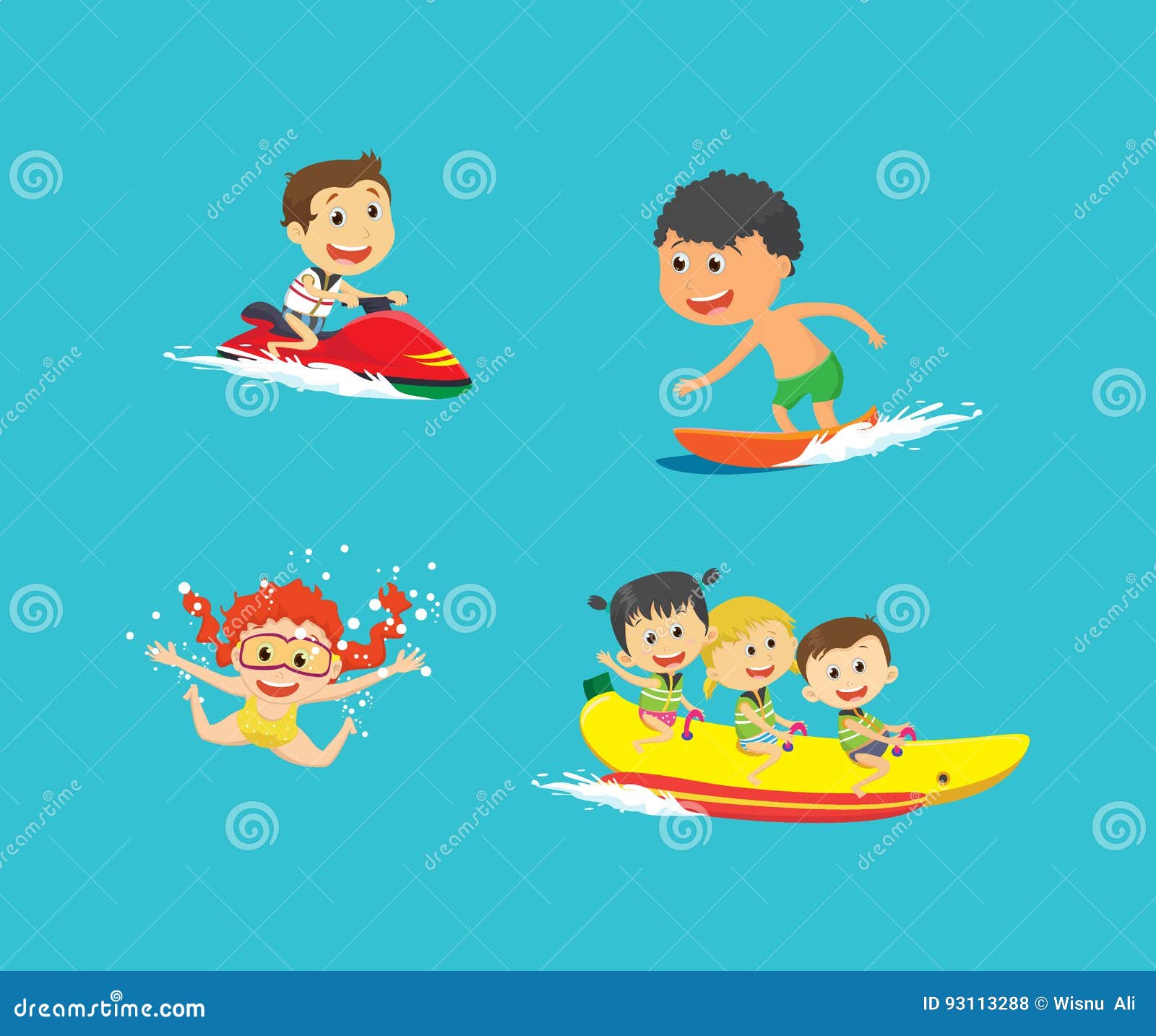 Summer Vocation Collection Set Stock Vector - Illustration of kids ...