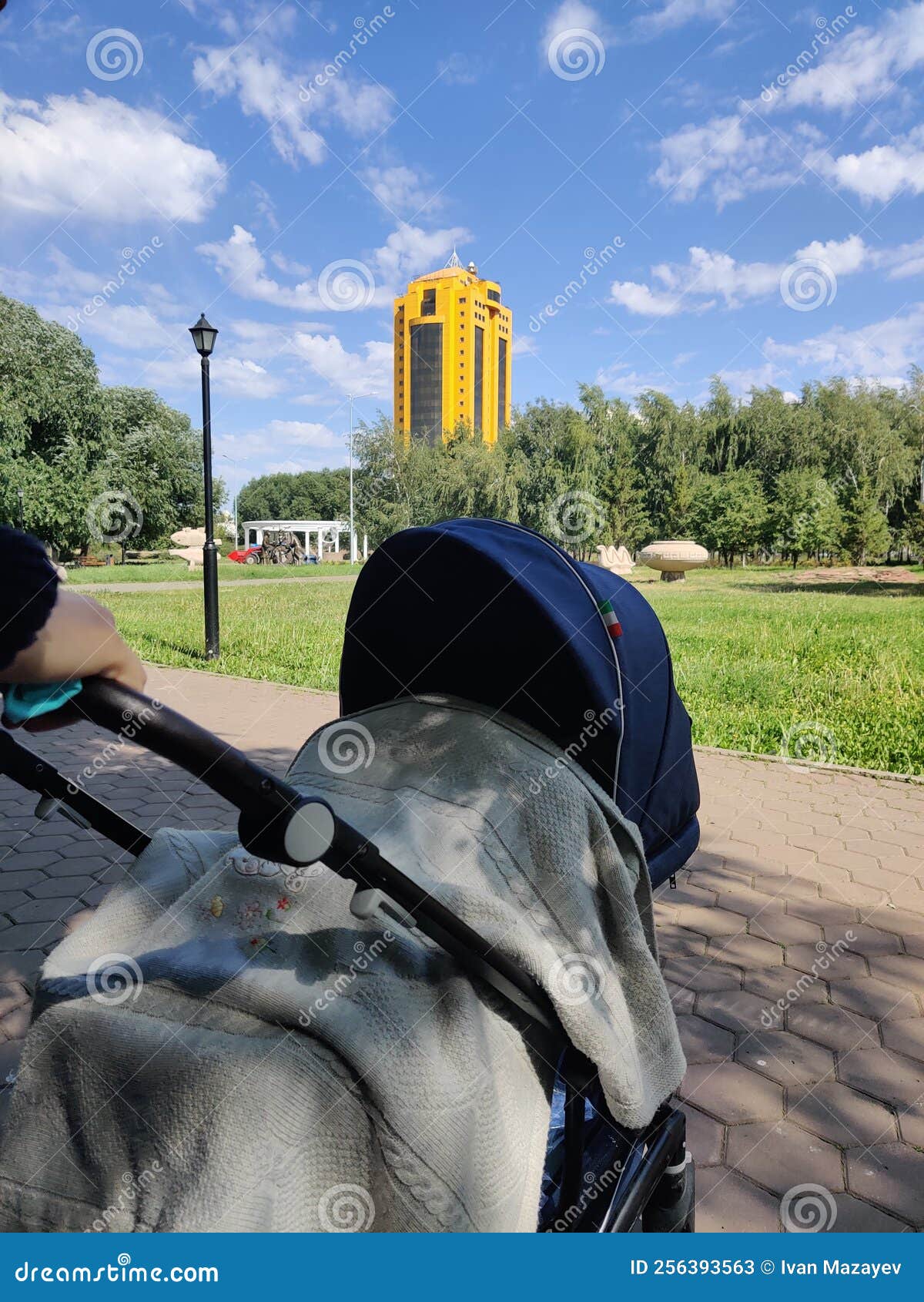 Summer Walk with Baby in Stroller Inthe Park Stock Image - Image of ...