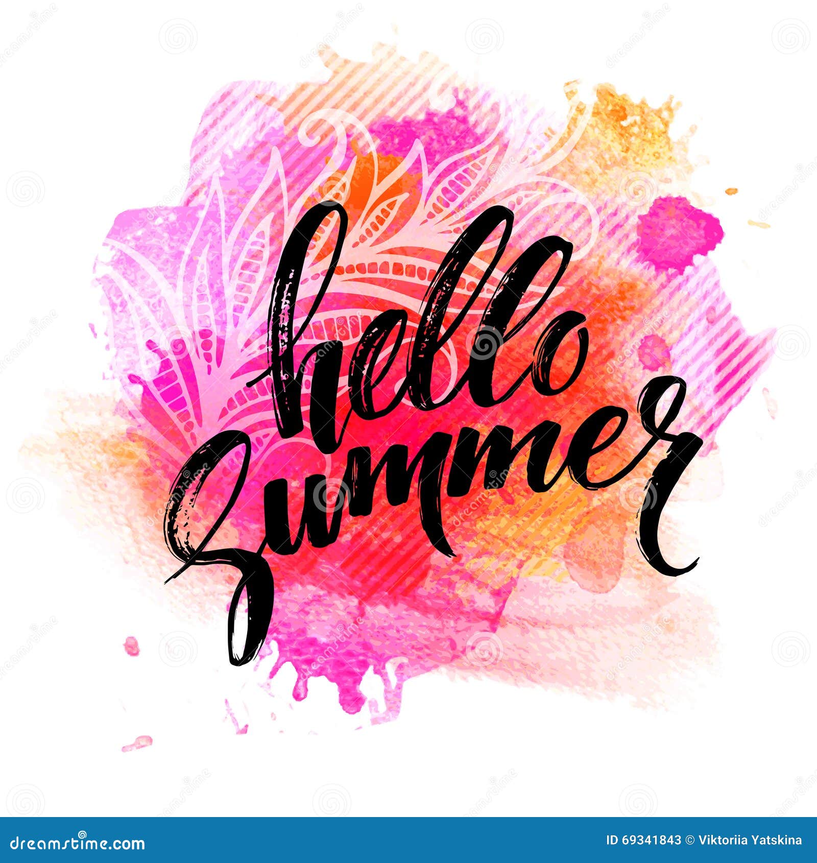 Summer Watercolor Design. Summer Typography Lettering Stock Vector ...