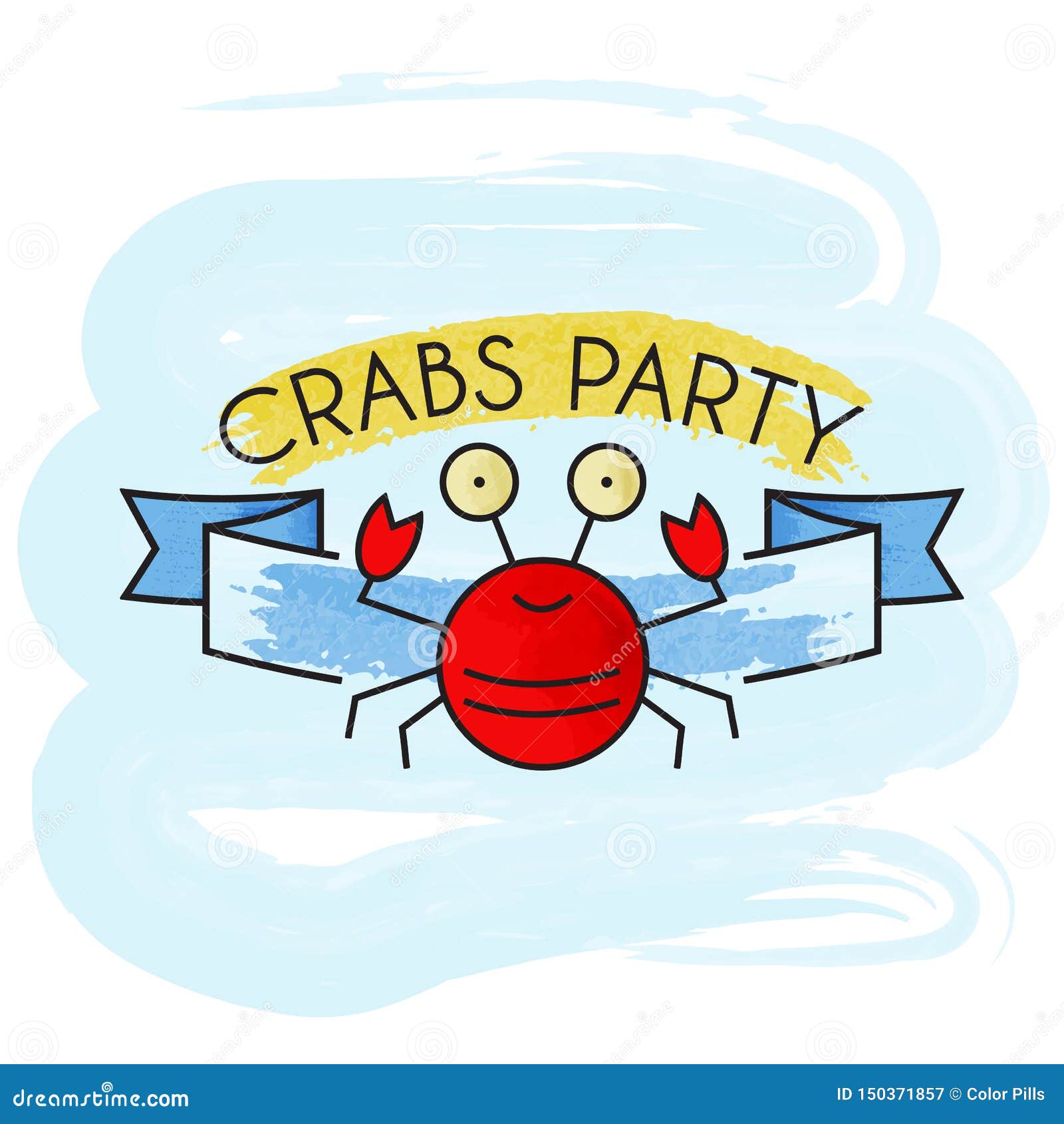 Crabs Party. Watercolor Banner Stock Vector - Illustration of season ...