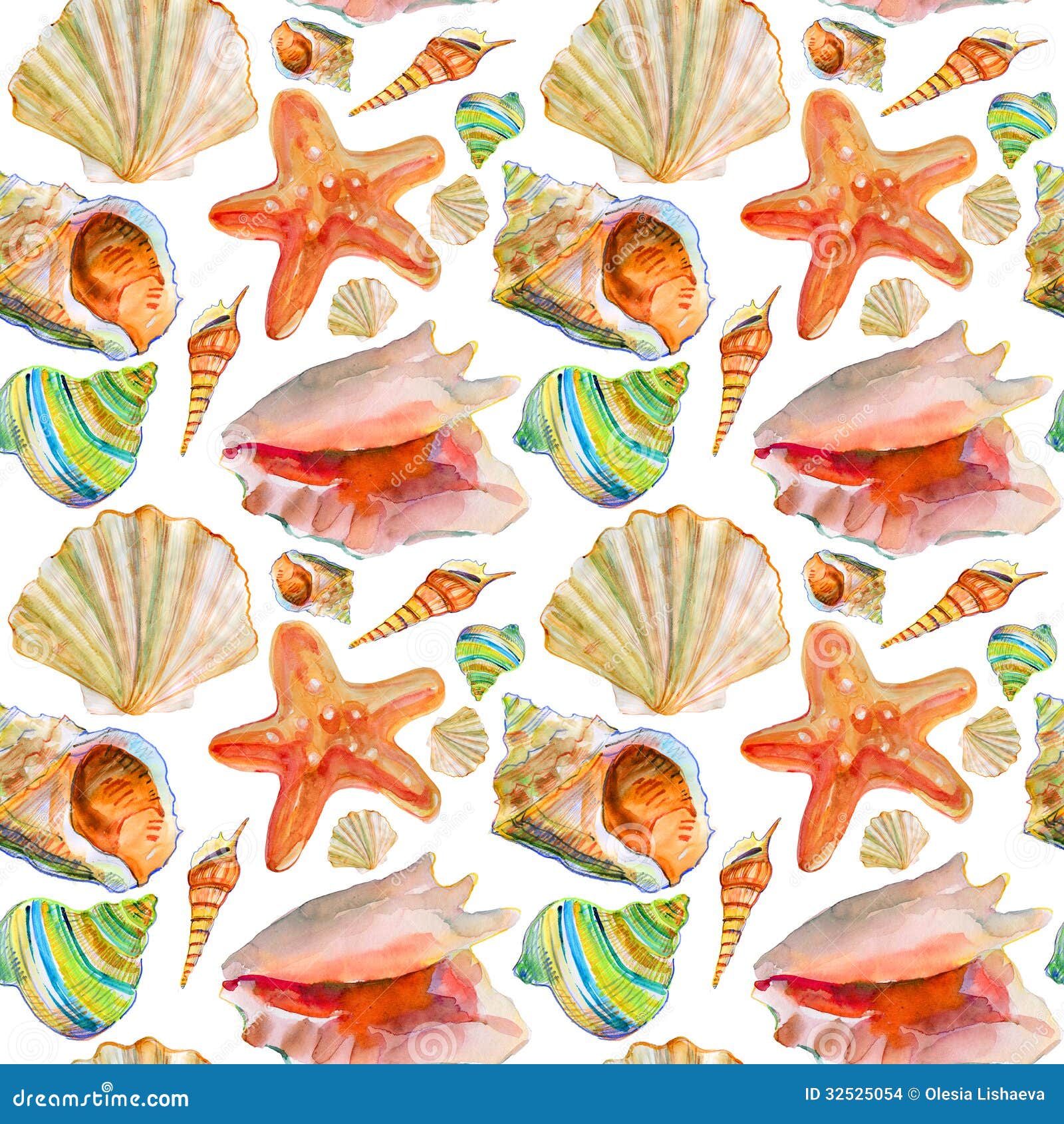 Summer Watercolor Seamless Pattern Stock Illustration - Illustration of ...