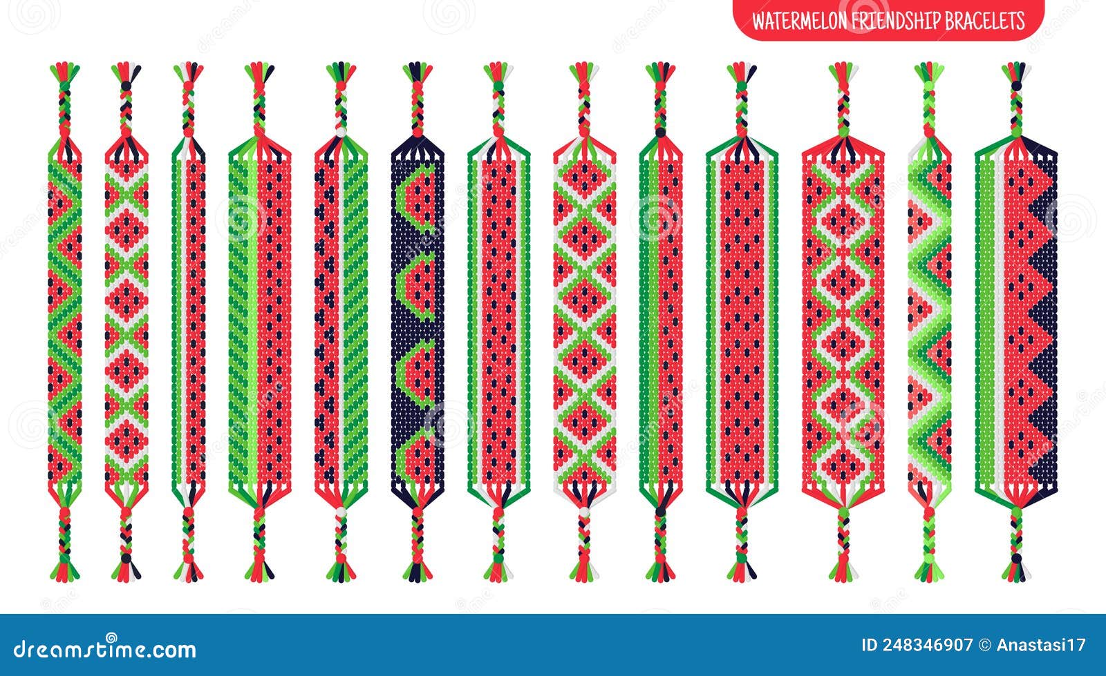 Summer Watermelon Handmade Friendship Bracelets Set of Threads or Beads ...