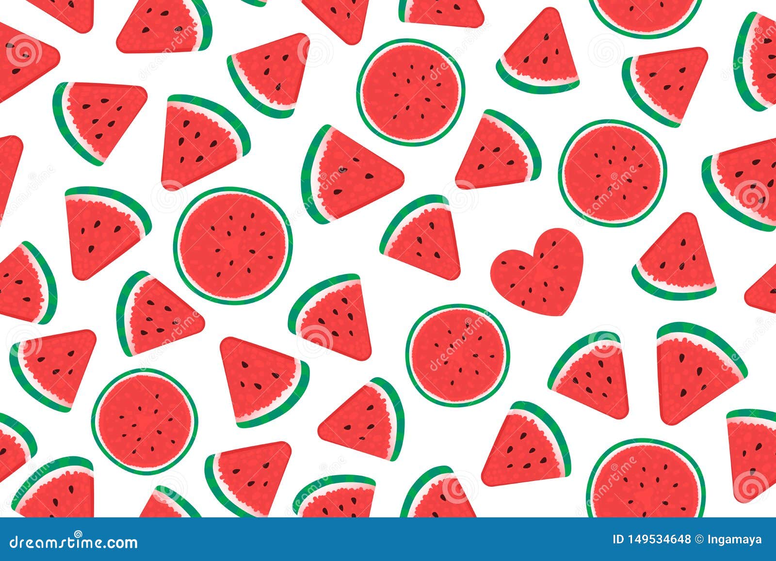 Summer Watermelon Pieces Wide Seamless Pattern Surface Design. Vector ...