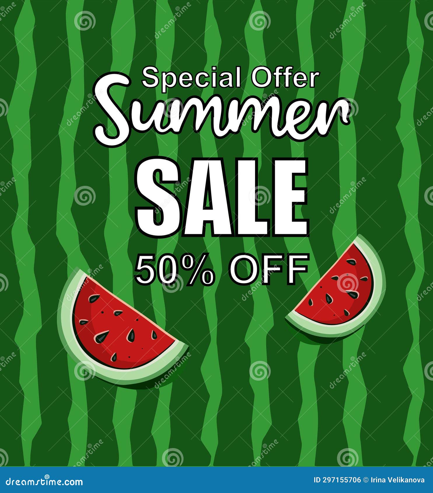 Summer Watermelon Sale Banner, Vector Illustration Eps10 Stock ...