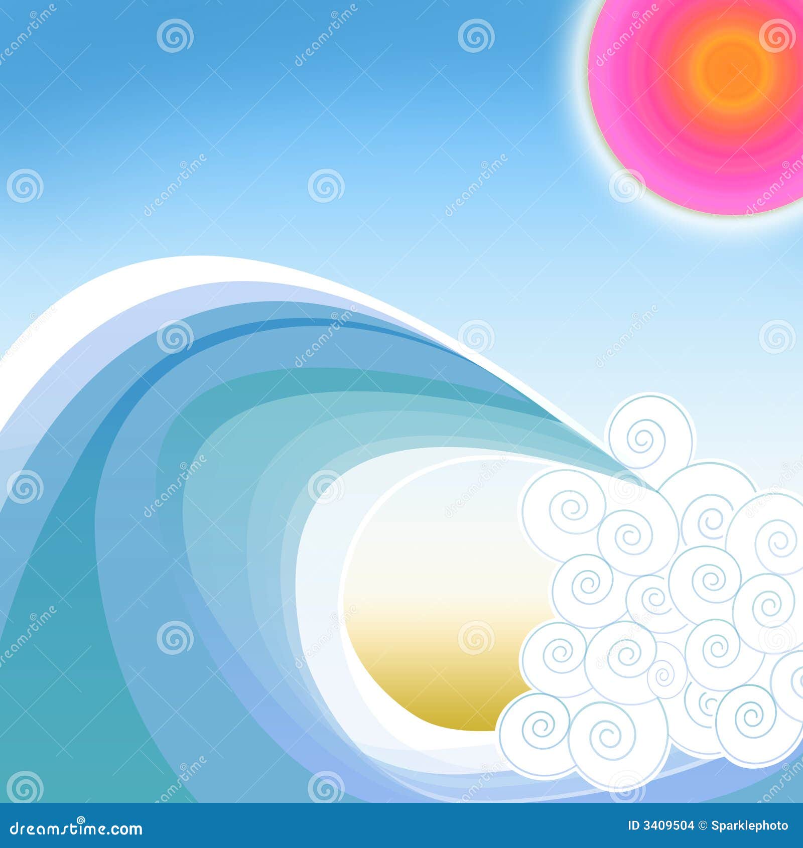 Summer Wave stock illustration. Illustration of wave, sand - 3409504