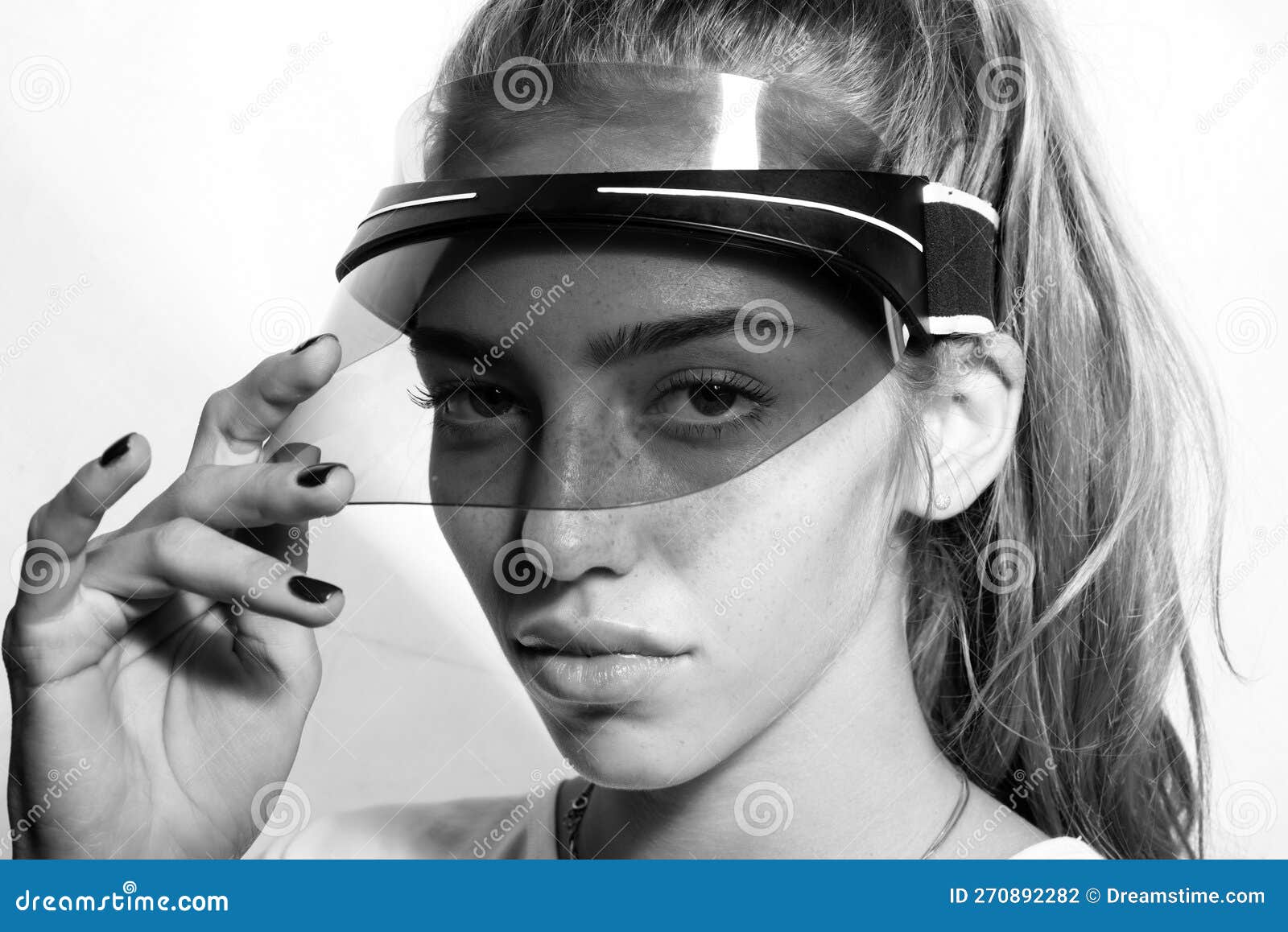 Summer Woman Face with the Sun Visor. Stock Photo - Image of lady ...