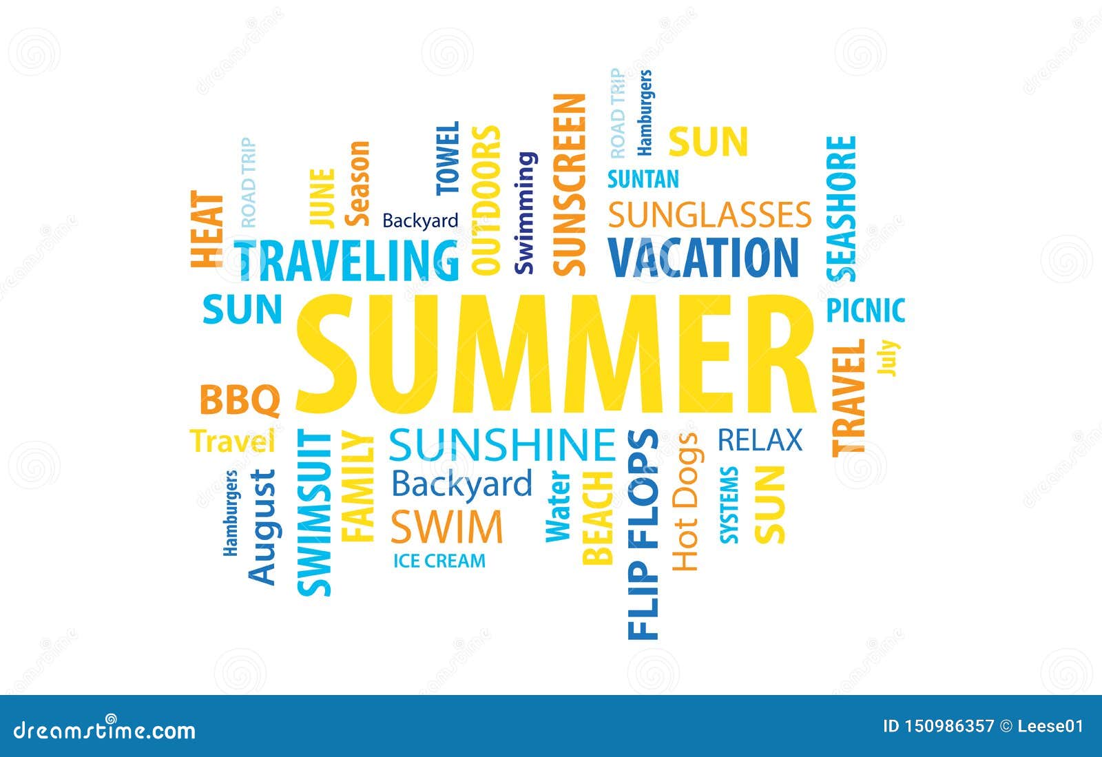 Summer Word Cloud stock vector. Illustration of orange - 150986357