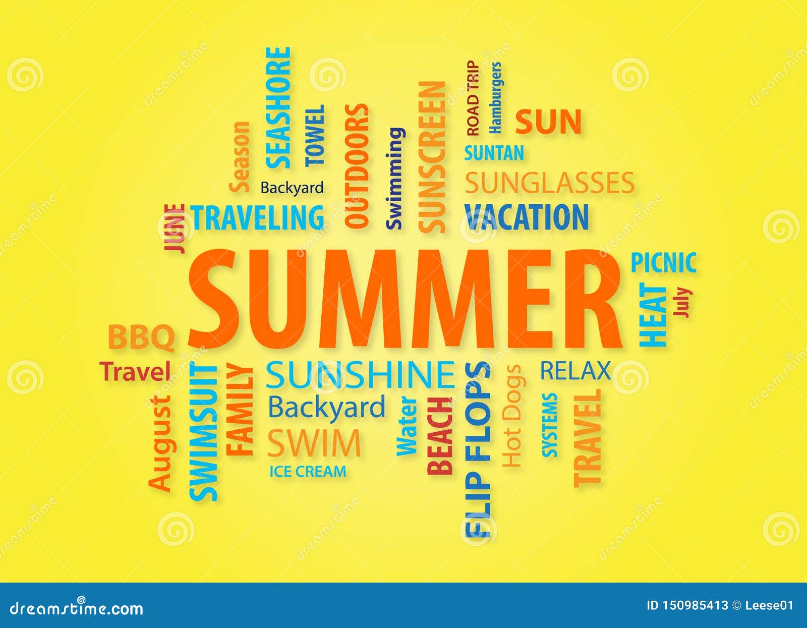 Summer Word Cloud stock illustration. Illustration of outdoors - 150985413