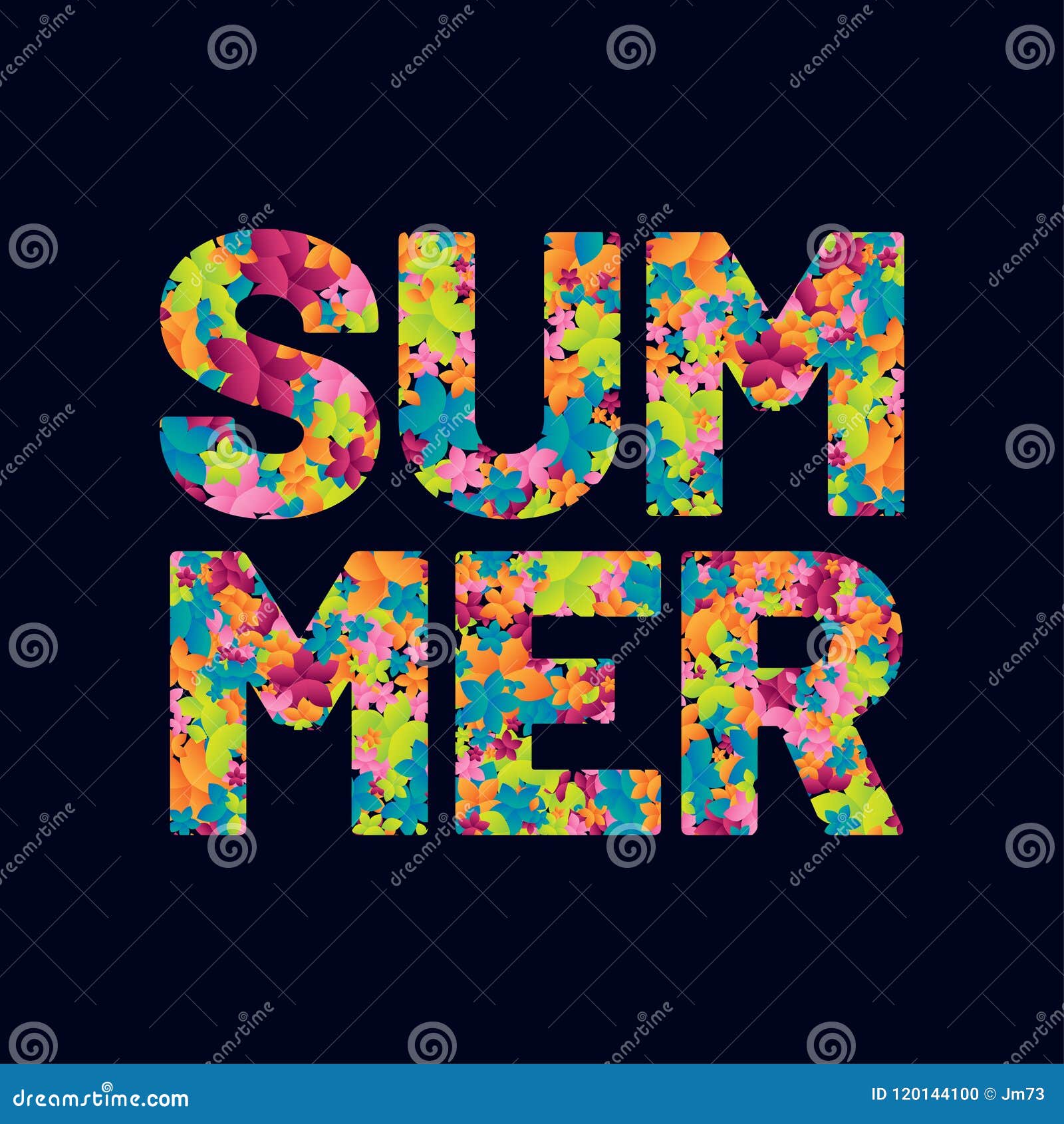 SUMMER Word Created from Abstract Flowers Stock Vector - Illustration ...