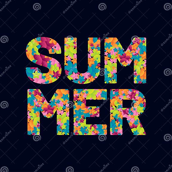 SUMMER Word Created from Abstract Flowers Stock Vector - Illustration ...