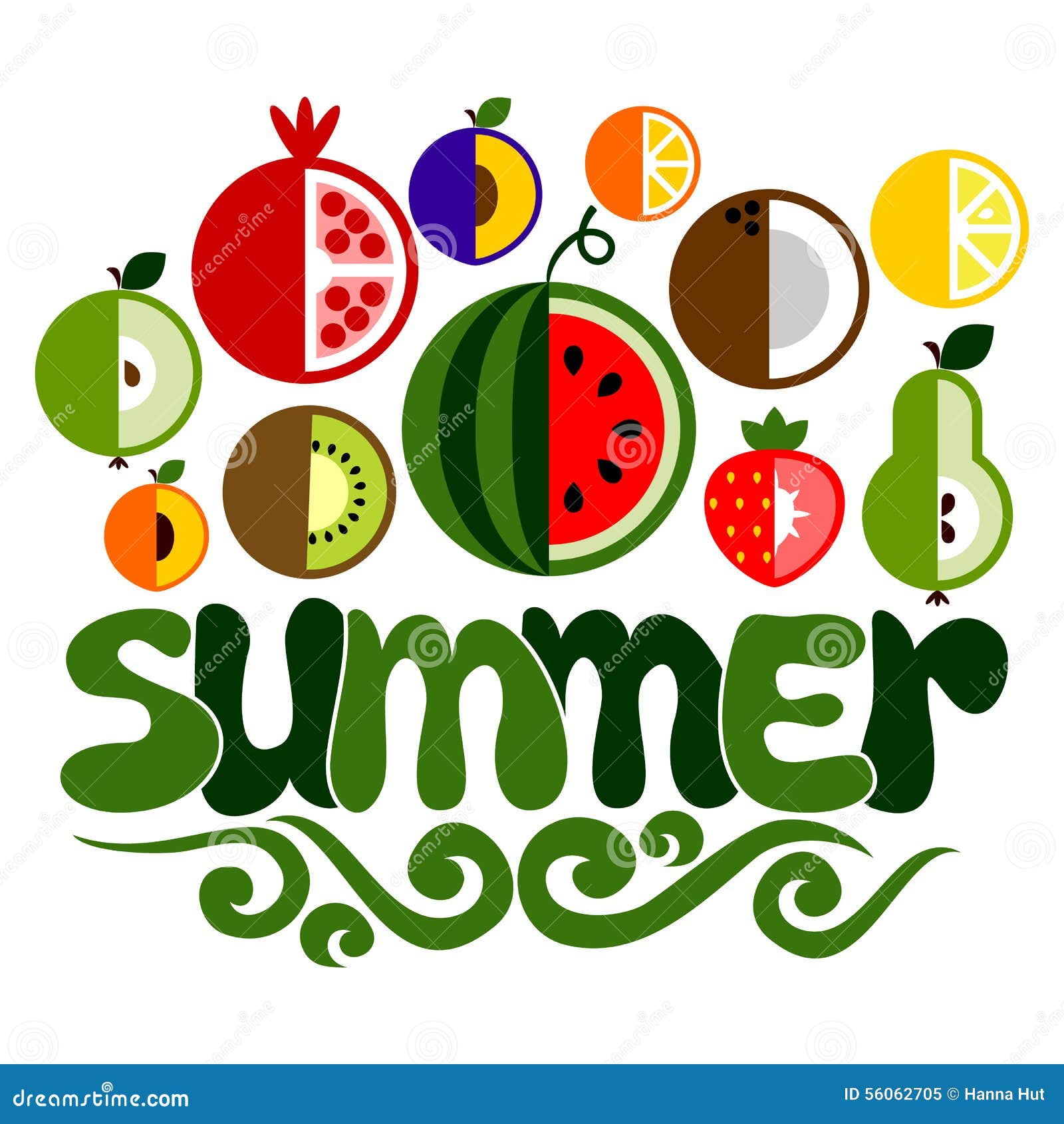 Summer word with fruit stock vector. Illustration of strawberries ...